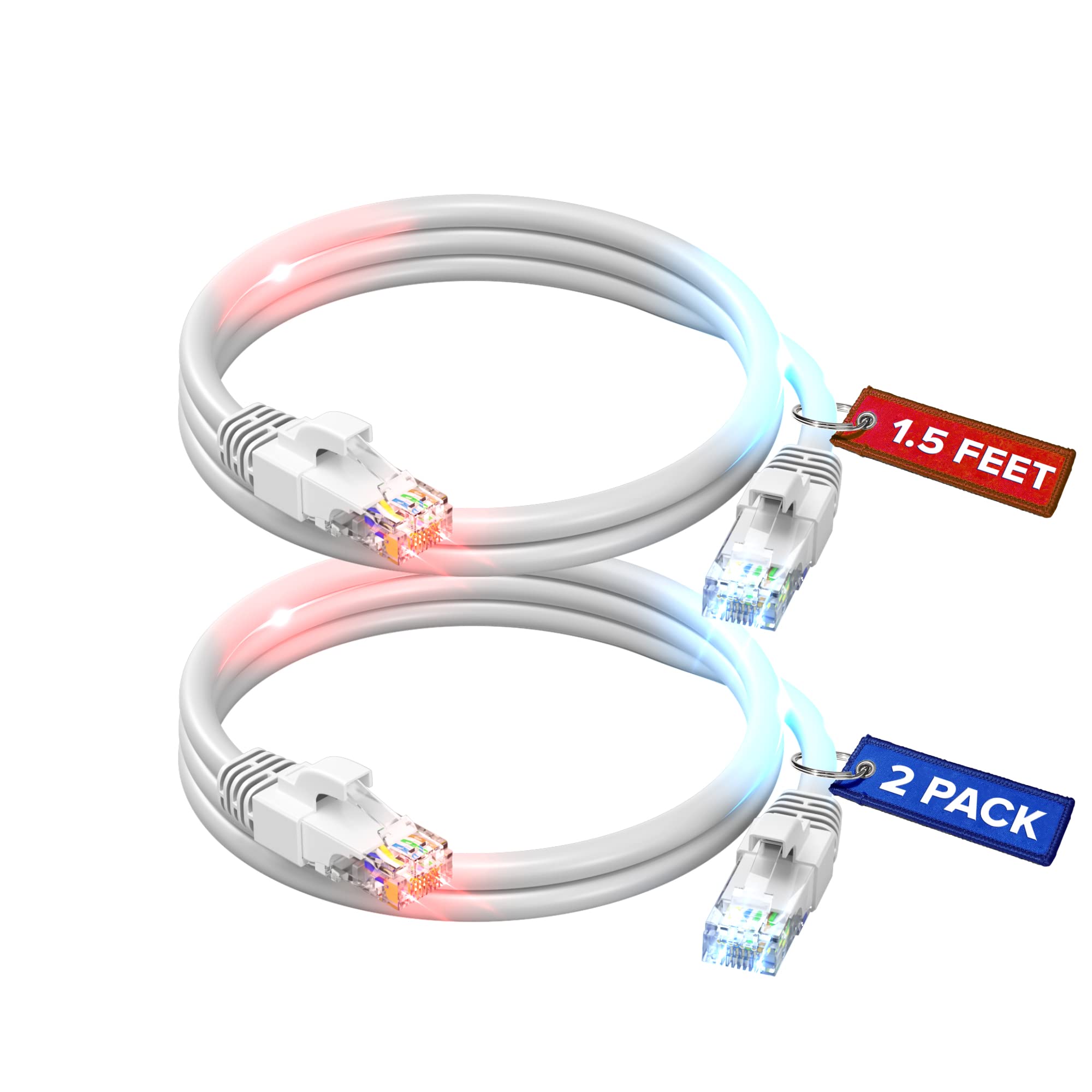 Ethernet Cable & Cat6 Network Cable, 3 ft, White LAN Rj45 Internet ...