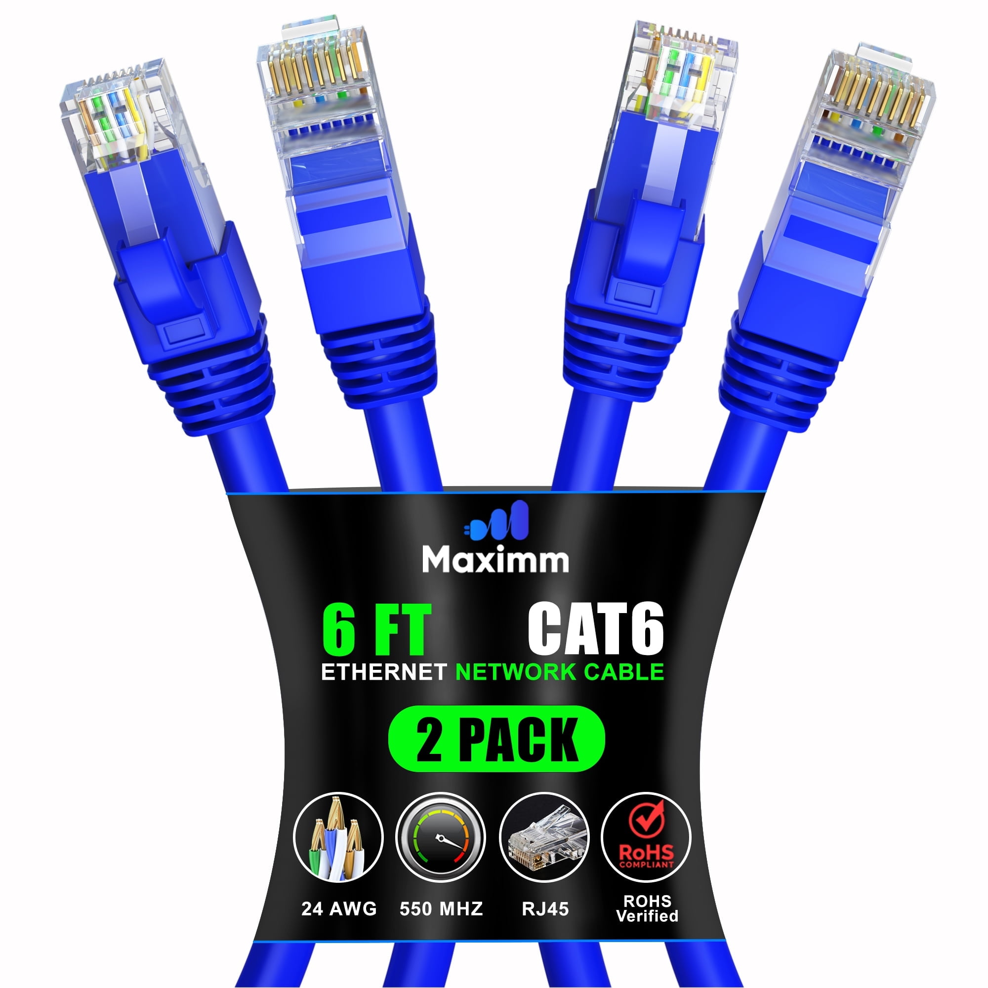Ethernet Cable & Cat6 Network Cable, 6 ft, Blue LAN Rj45 Internet Patch ...