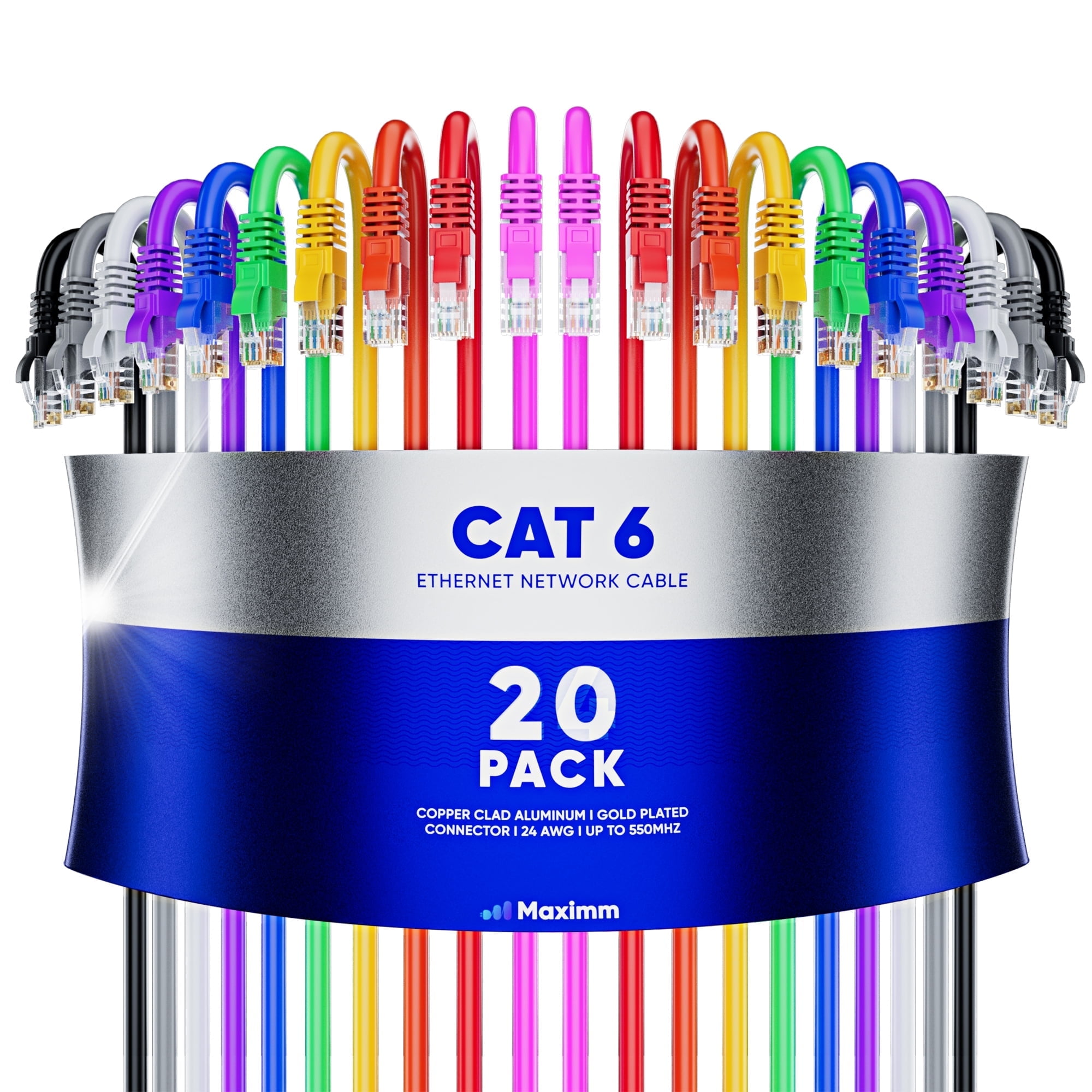 Ethernet Cable & Cat6 Network Cable, 6 ft, Multi Color LAN Rj45 ...