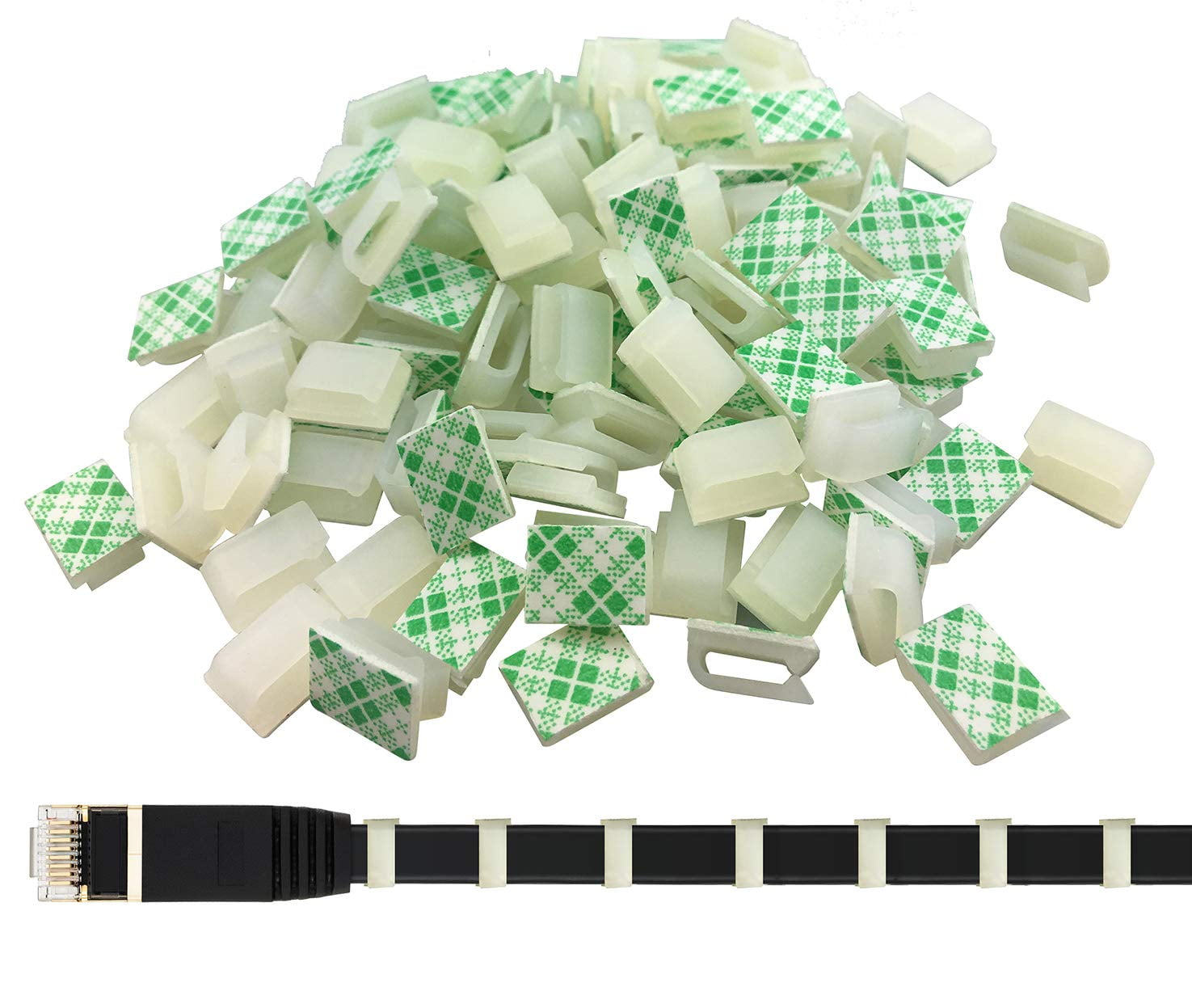 Ethernet Cable Clips 60 Pack 8mm Self Adhesive Wire Clips Cord Clamp
