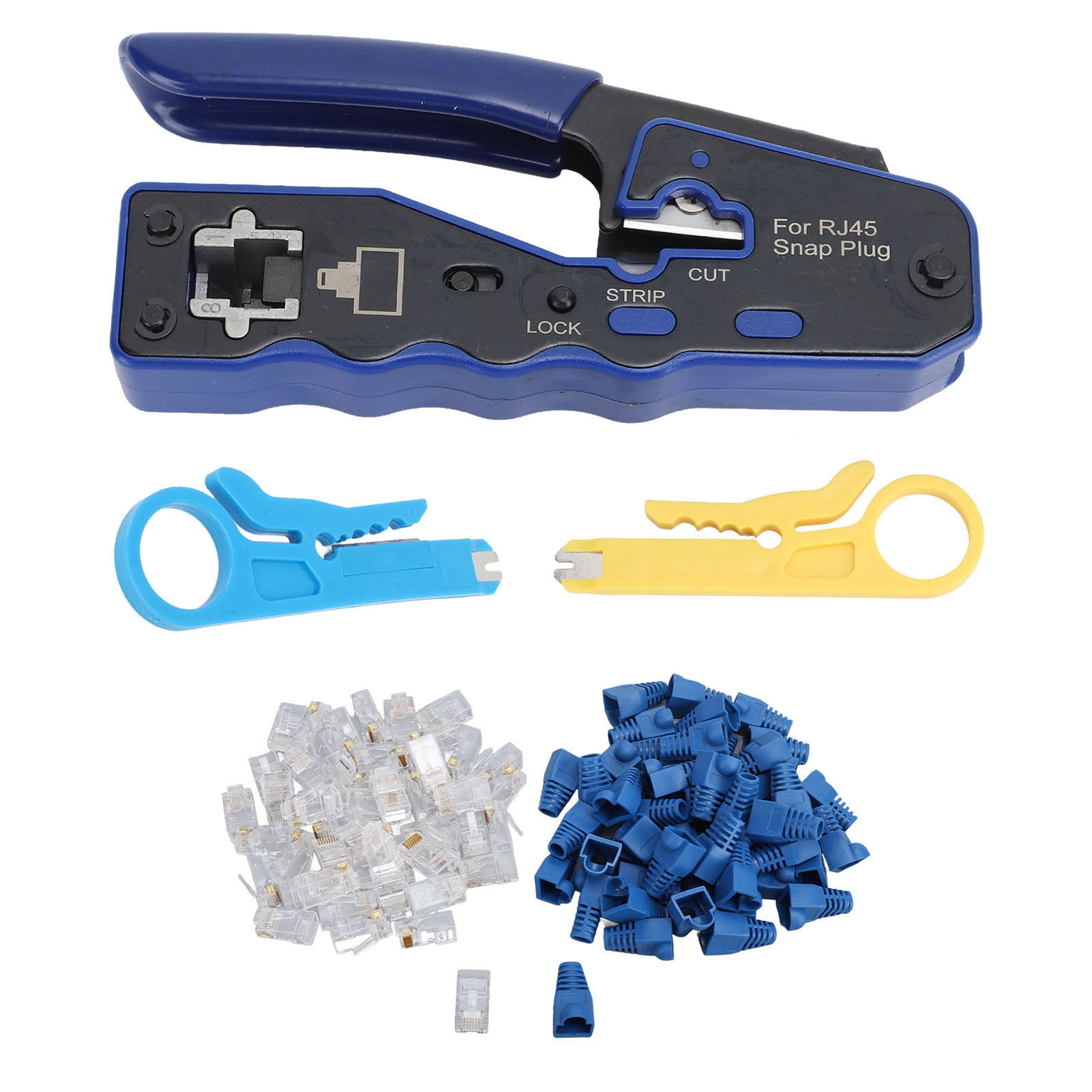 Ethernet Crimper Tool Kit For RJ45 CAT6, Durable Pass Through Crimper ...