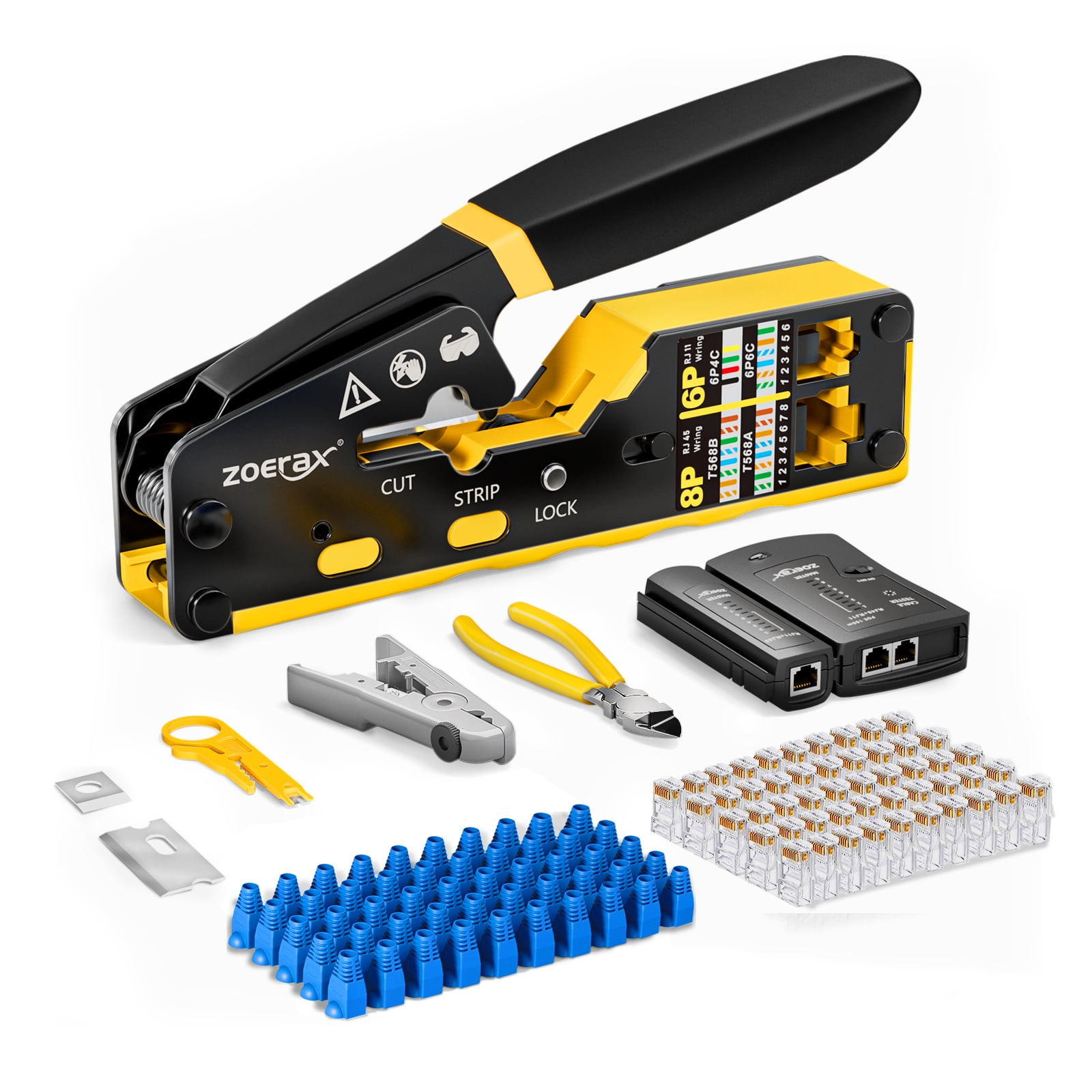 Ethernet Crimping Tool Kit RJ45 Crimp Tools,CAT5 Cat5e Cat6 RJ45 ...