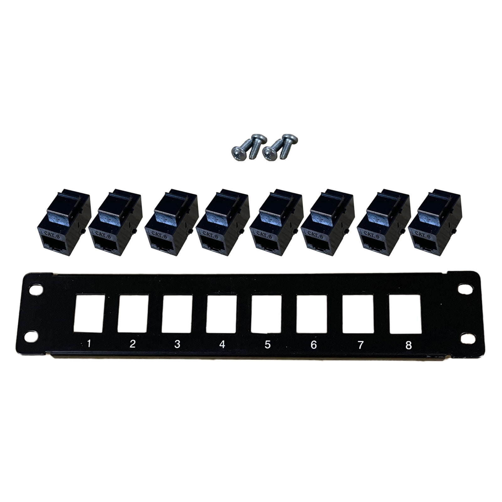 Ethernet Patch Panel Cat6 8 Port RJ45 Wall & Rack Mount Keystone Jack ...