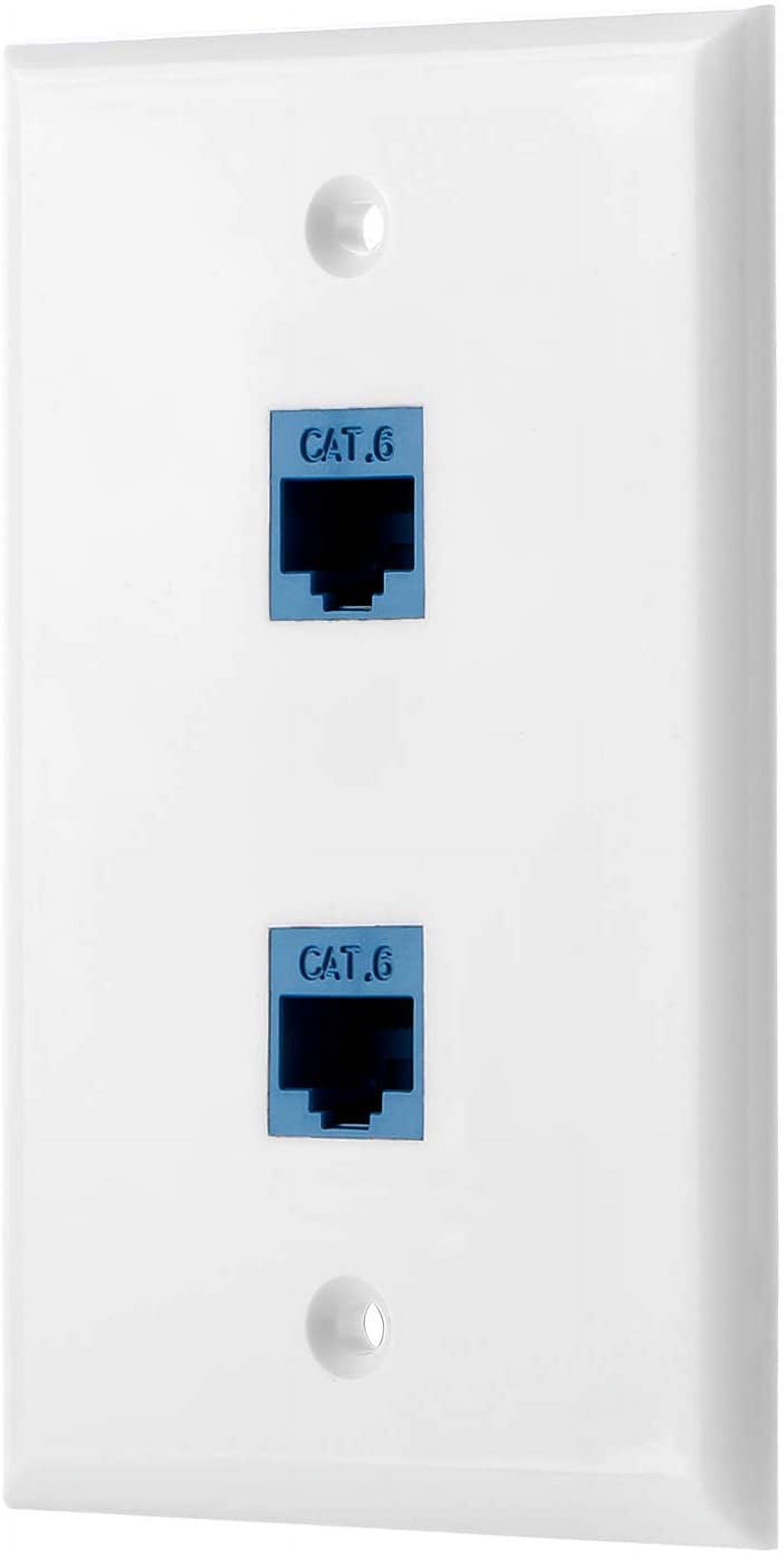 Ethernet Wall Plate, 2 Port Cat6 Keystone Female to Female - White ...