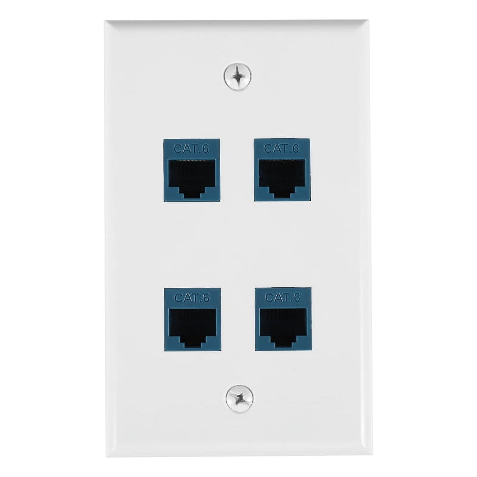 Ethernet Wall Plate 4 Port Female-Female Compatible with for Cat7/6/6E ...