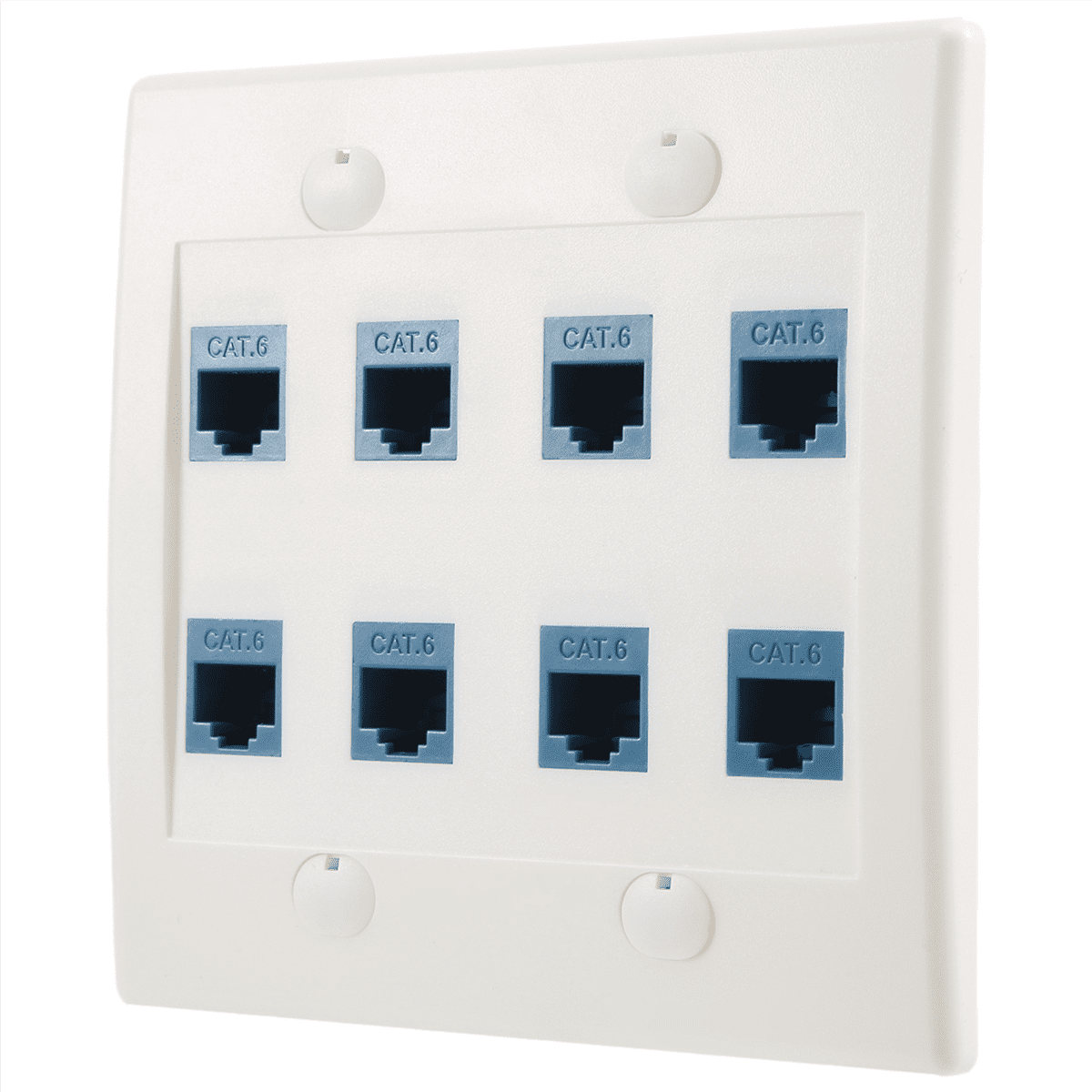 Ethernet Wall Plate 8 Port - Double Gang Cat6 RJ45 Jack Network Cable ...
