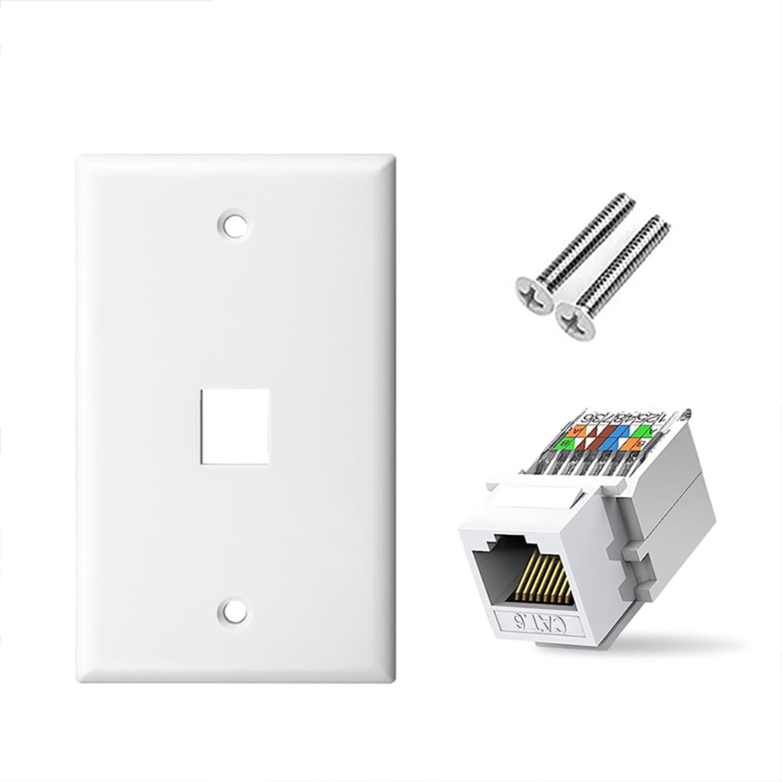 Ethernet Wall Plate Outlet, 10 Pack Tool-Less RJ45 Keystone Jack, No ...