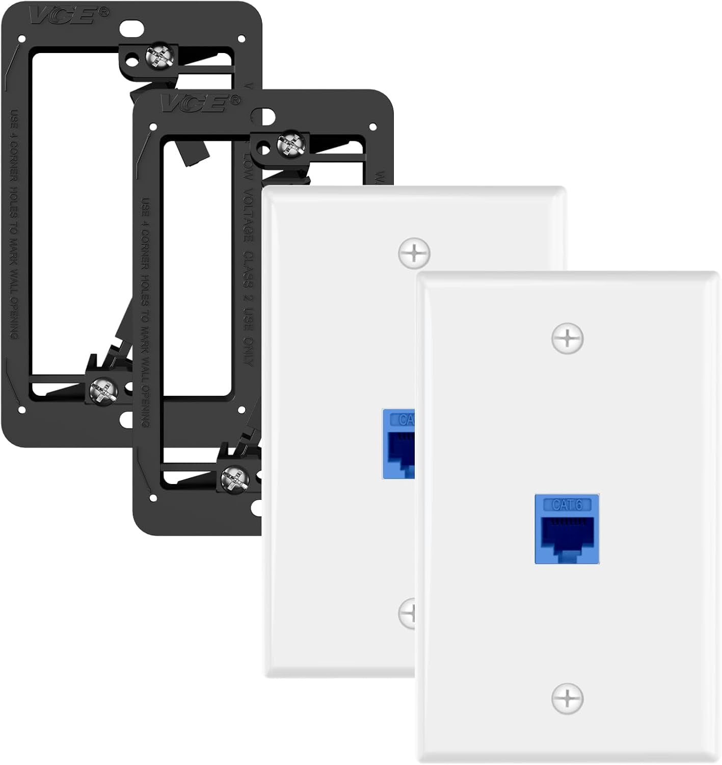 Ethernet Wall Plate (UL-Listed) 1-Port, Keystone Jack Wall Outlet with ...