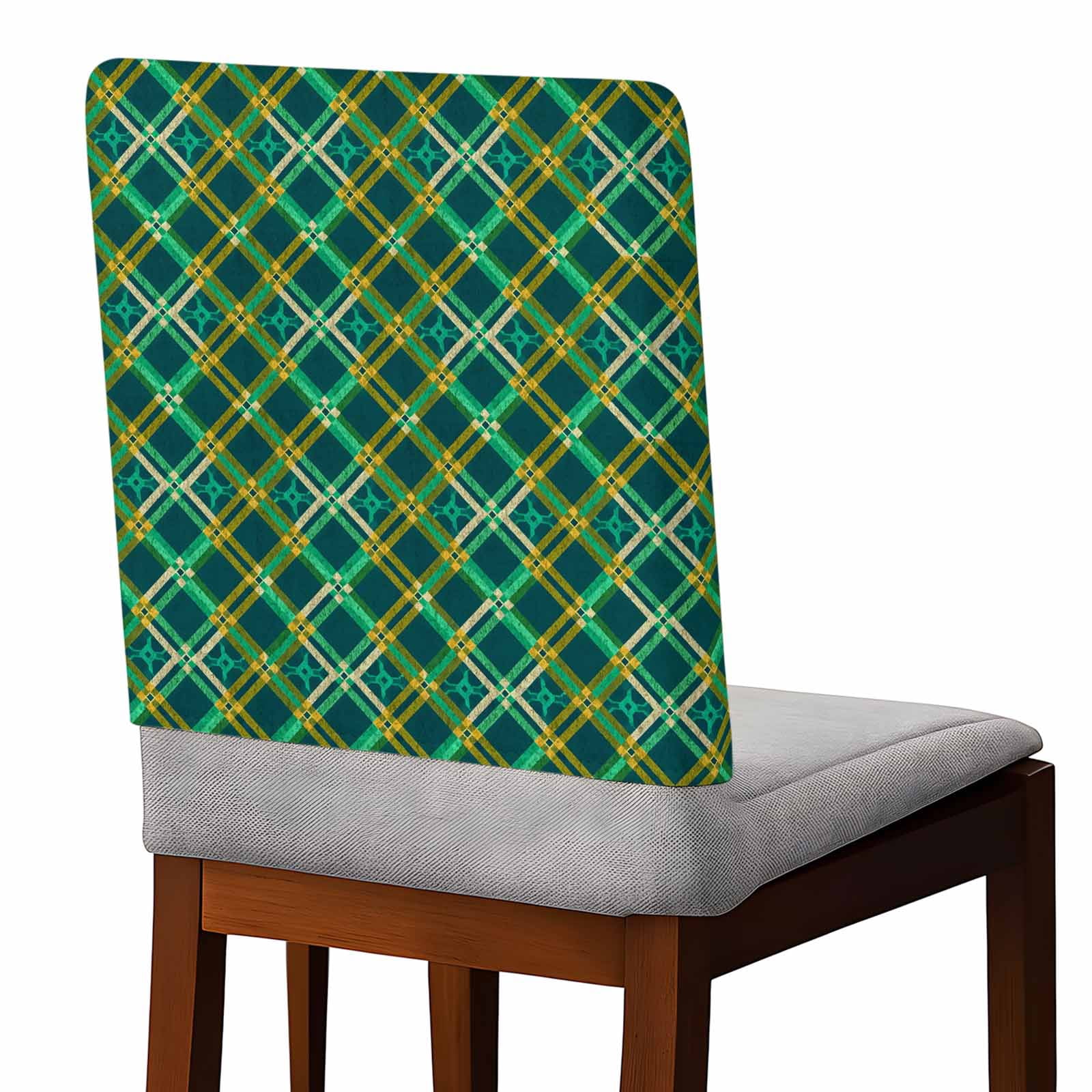 Ethic Texture Chair Covers Set of 1 Green Brown Geometric Black Plaid ...