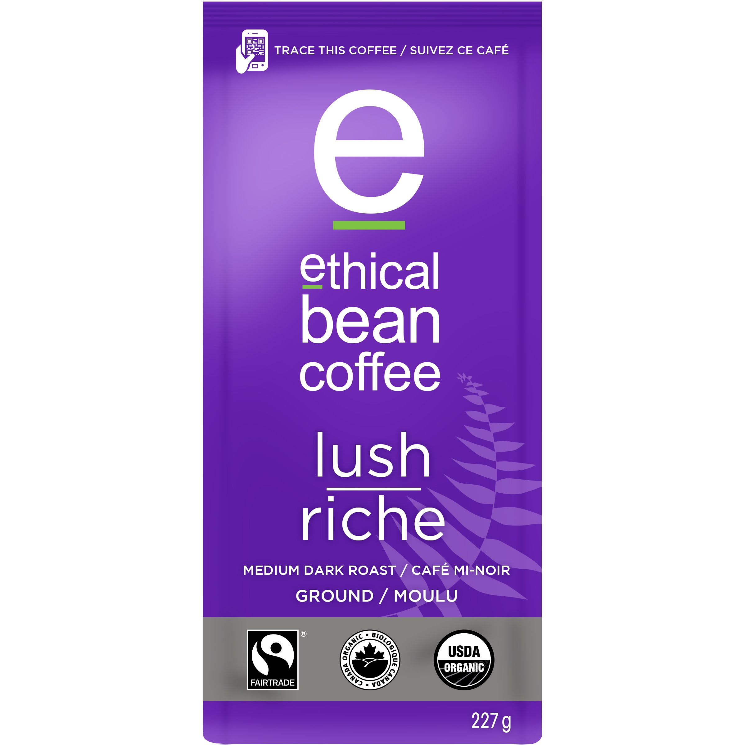 Ethical Bean Fairtrade Organic Coffee, Lush Medium Dark Roast, Ground ...