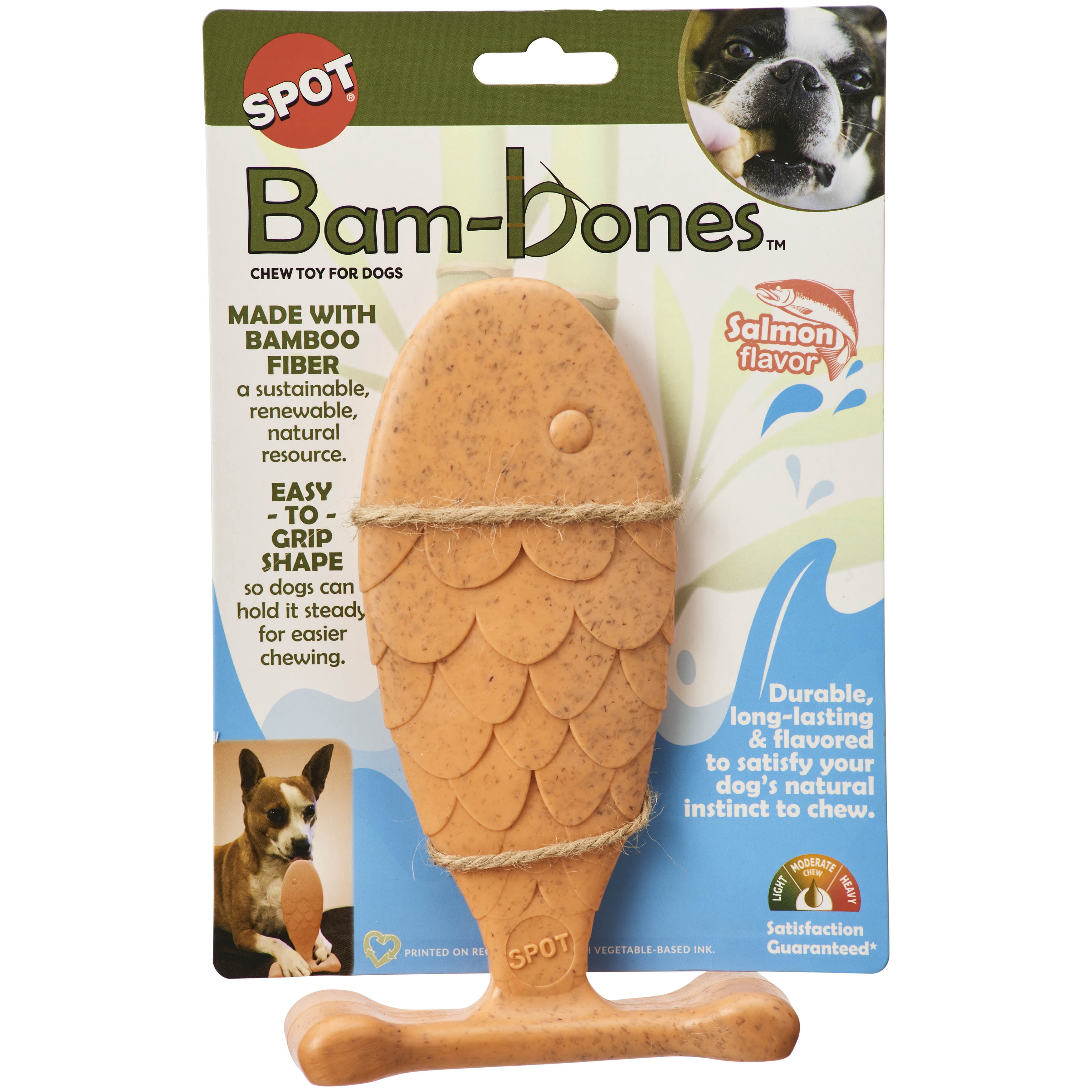 SPOT Bam-Bones Fish Dog Toy, Bamboo Fiber for Light to Moderate Chewers ...