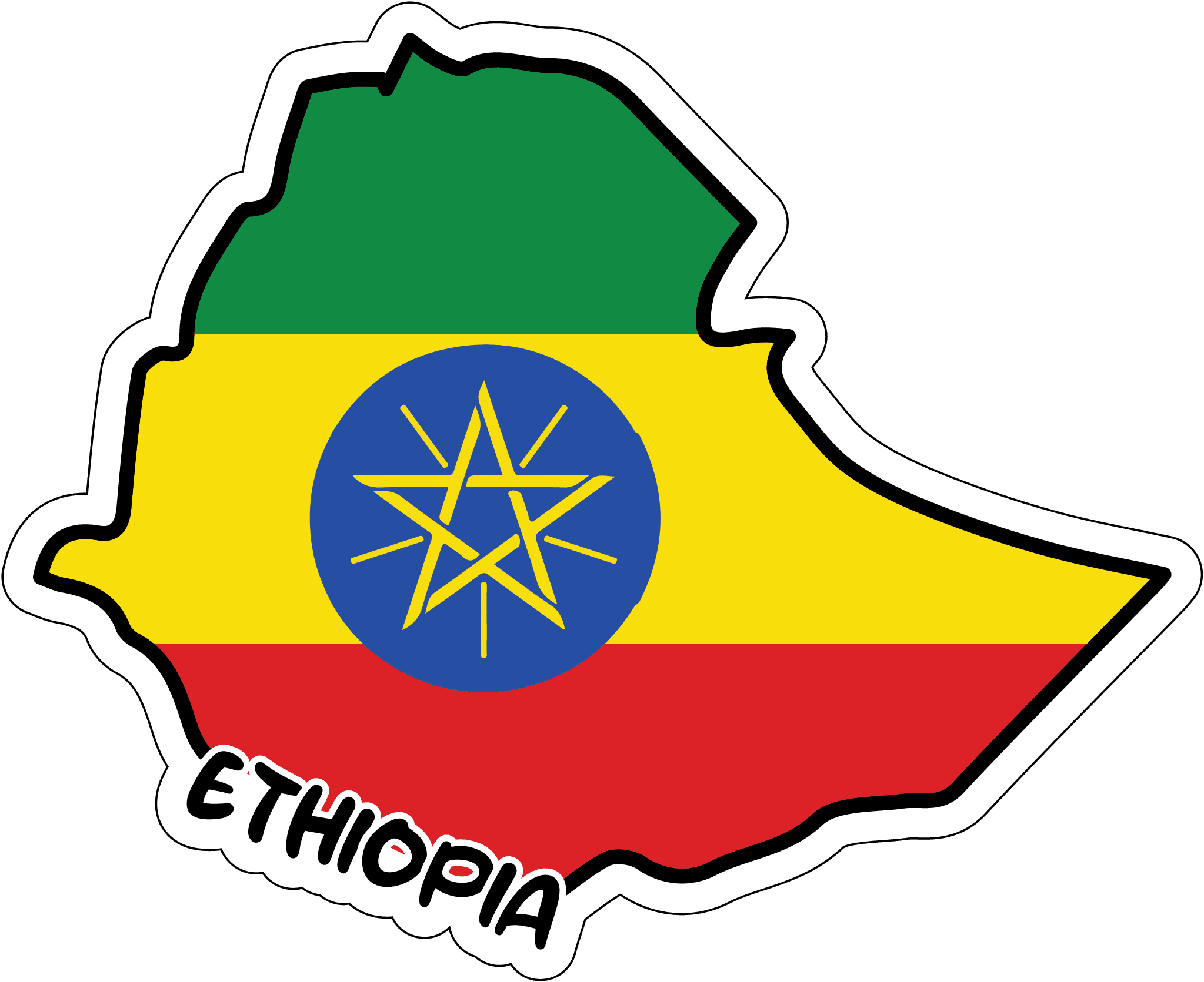 Ethiopia Map Flag Sticker Decal / Federal Democratic Republic of ...