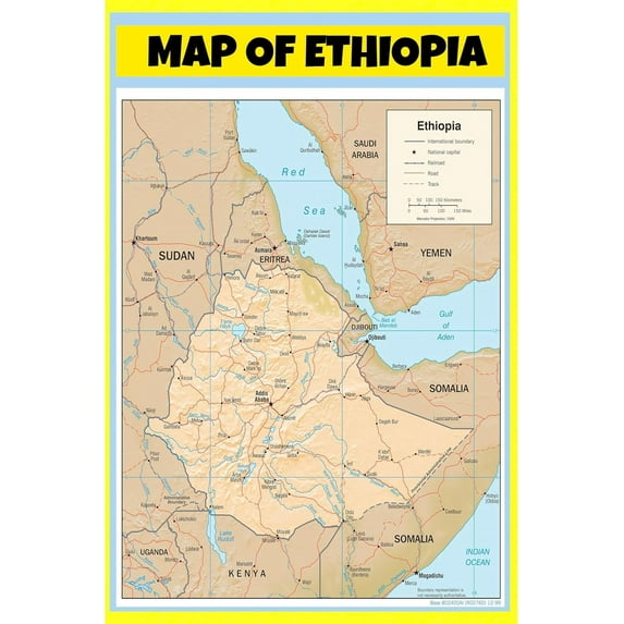 Ethiopia Map Poster - Laminated Wall Map - 20x30 - Ideal for Classrooms ...