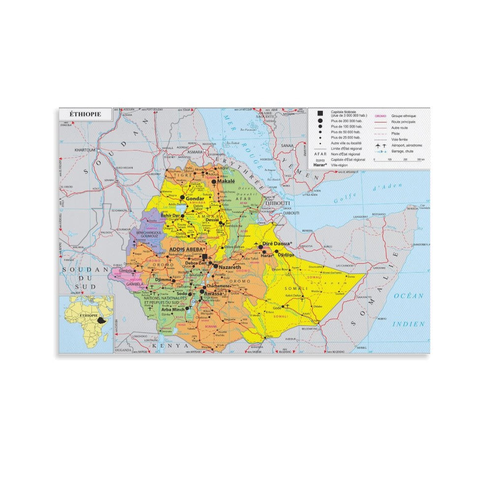 Ethiopia Map Posters Poster Decorative Painting Canvas Wall Art Living ...