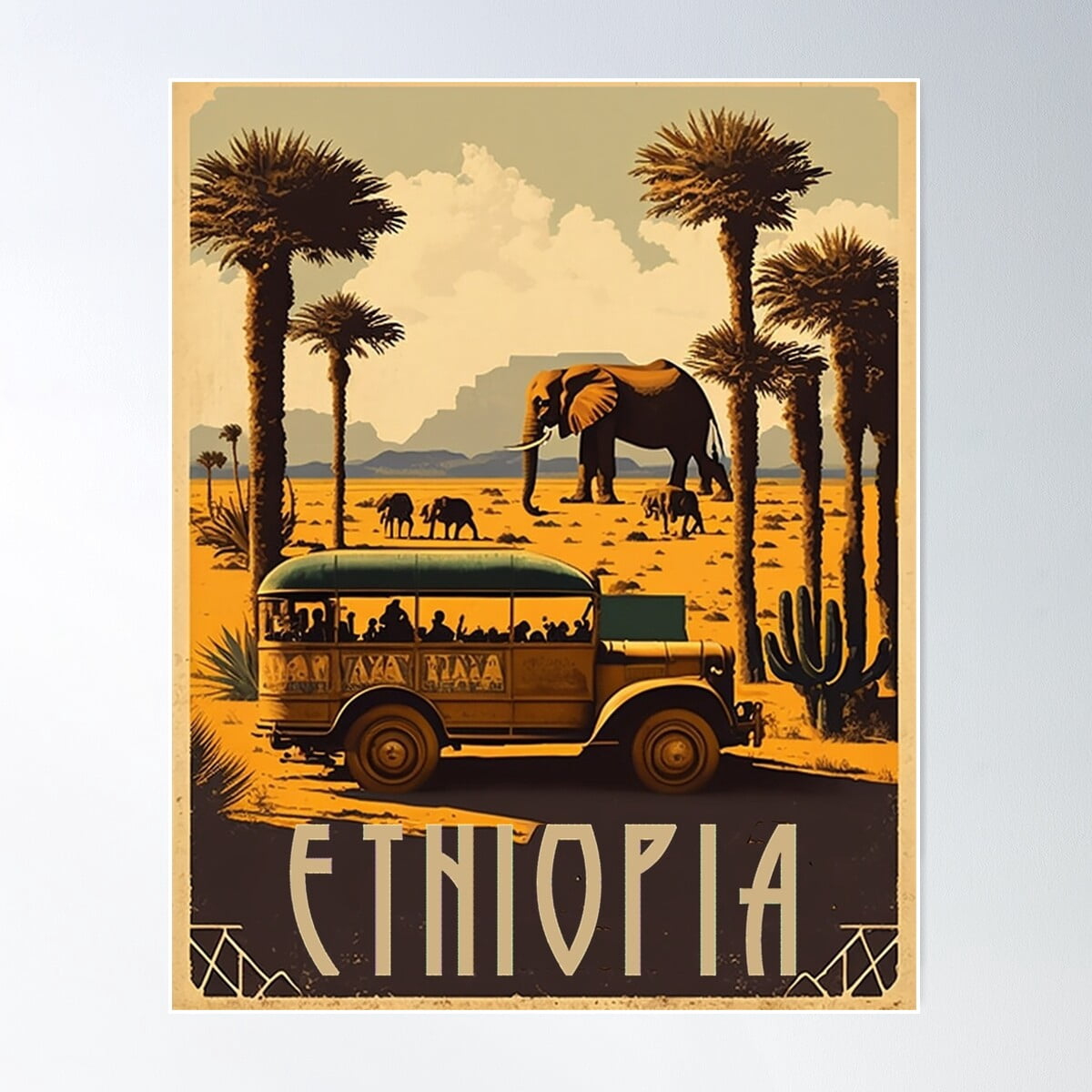 Ethiopia Safari Vintage Travel Art Poster Poster, 8x12 UNFRAMED ...