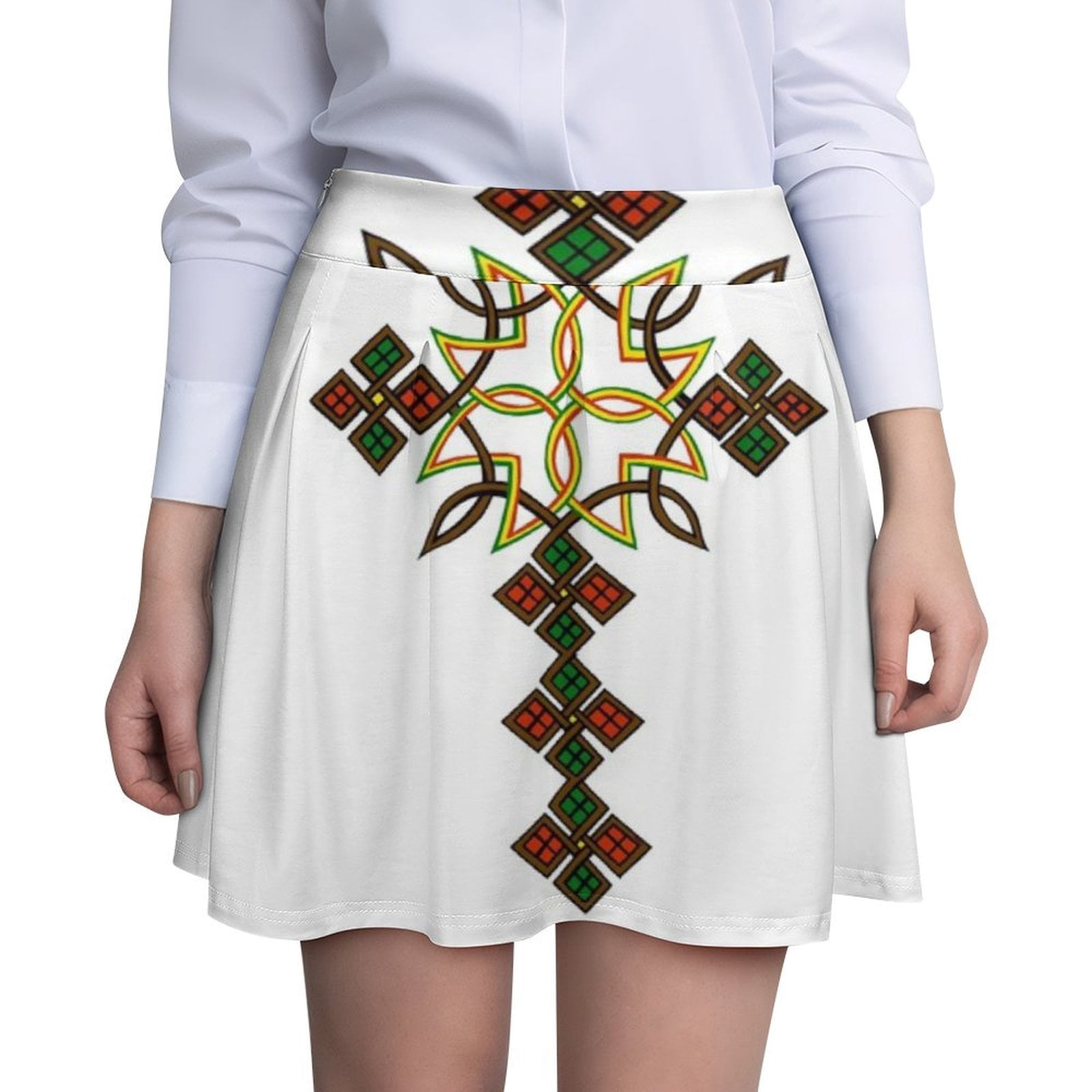 Ethiopian Cross Framed Women's Casual Mini Skirt Invisible Zipper ...