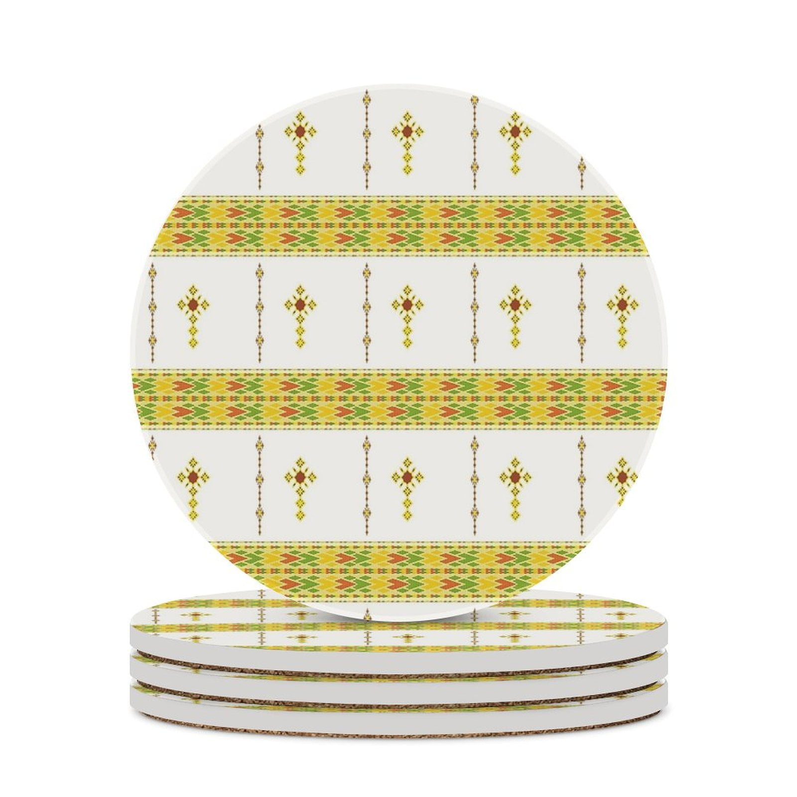 Ethiopian Habesha Tibeb Telet Ceramic Coasters Absorbent Coasters for Drinks Decorative Round ...