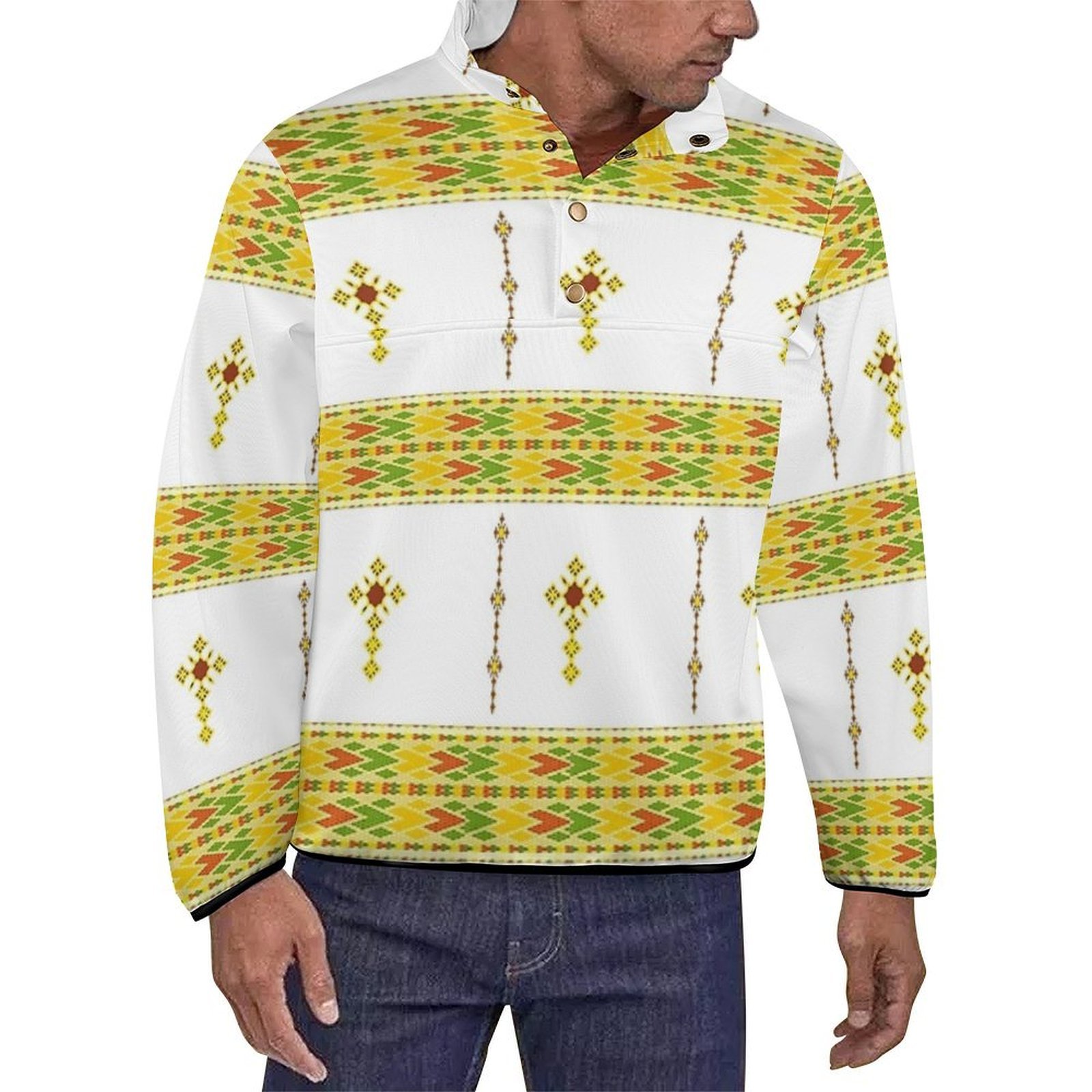 Ethiopian Habesha Tibeb Telet Men's Stand Collar Sweater Long Sleeve ...