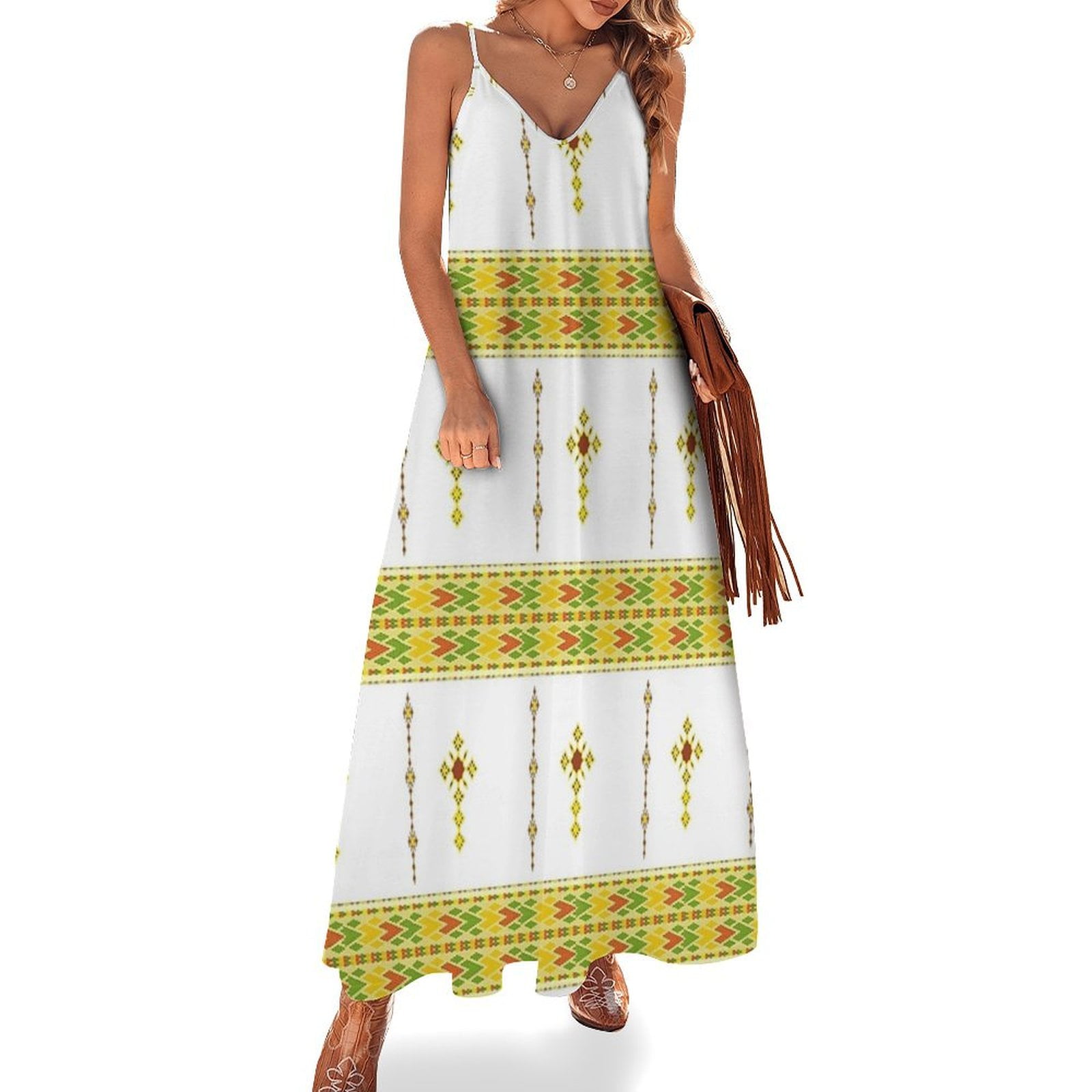 Ethiopian Habesha Tibeb Telet Sleeveless Dress Women's Evening Dress ...
