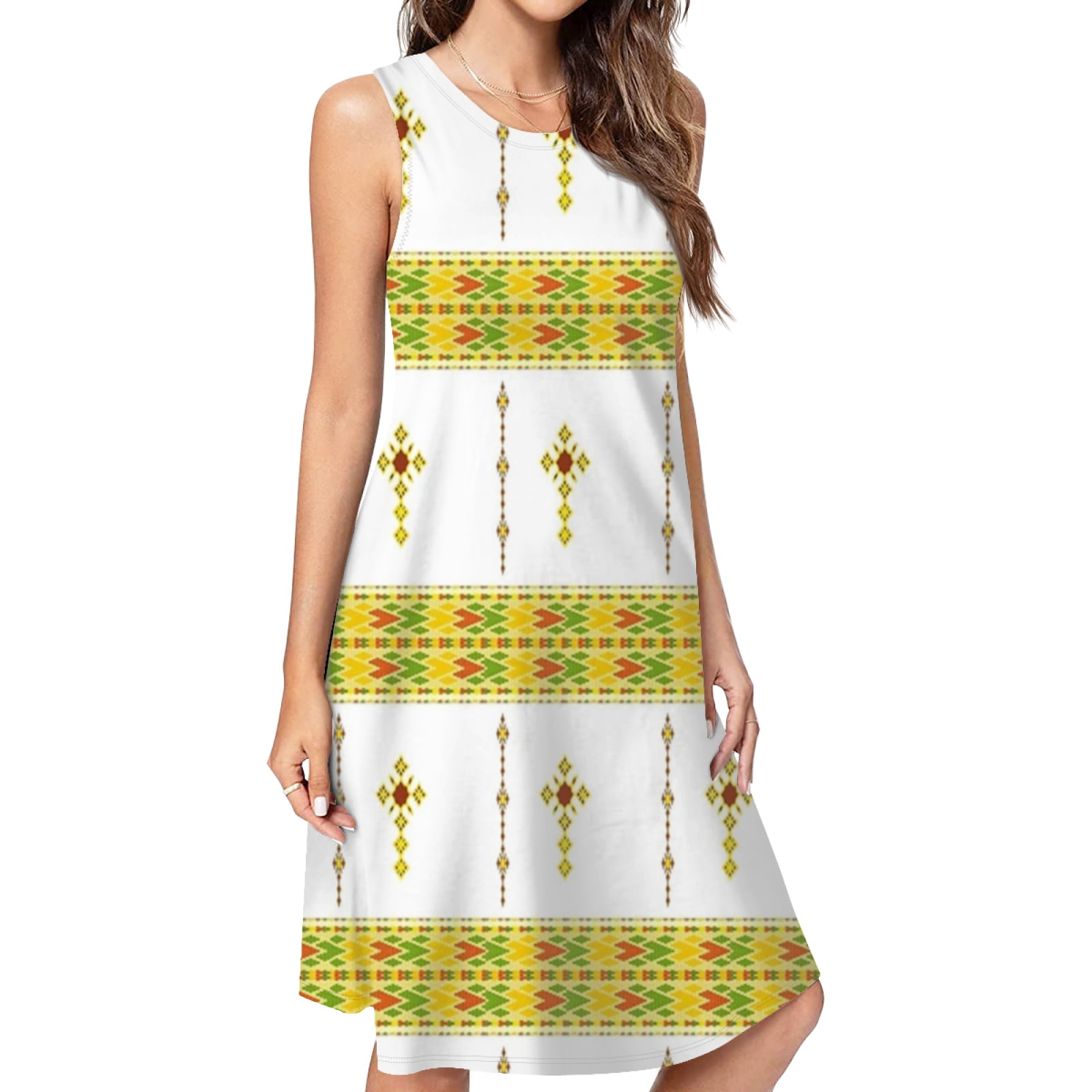 Ethiopian Habesha Tibeb Telet Spring Summer Dresses For Women Fashion Dress Casual Sleeveless ...