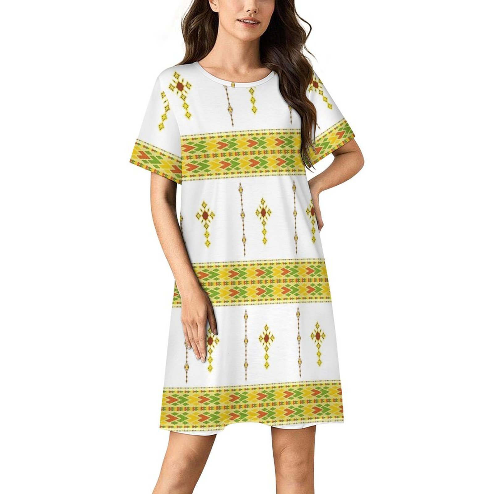 Ethiopian Habesha Tibeb Telet Women Nightgown Sleepwear Short Sleeves ...