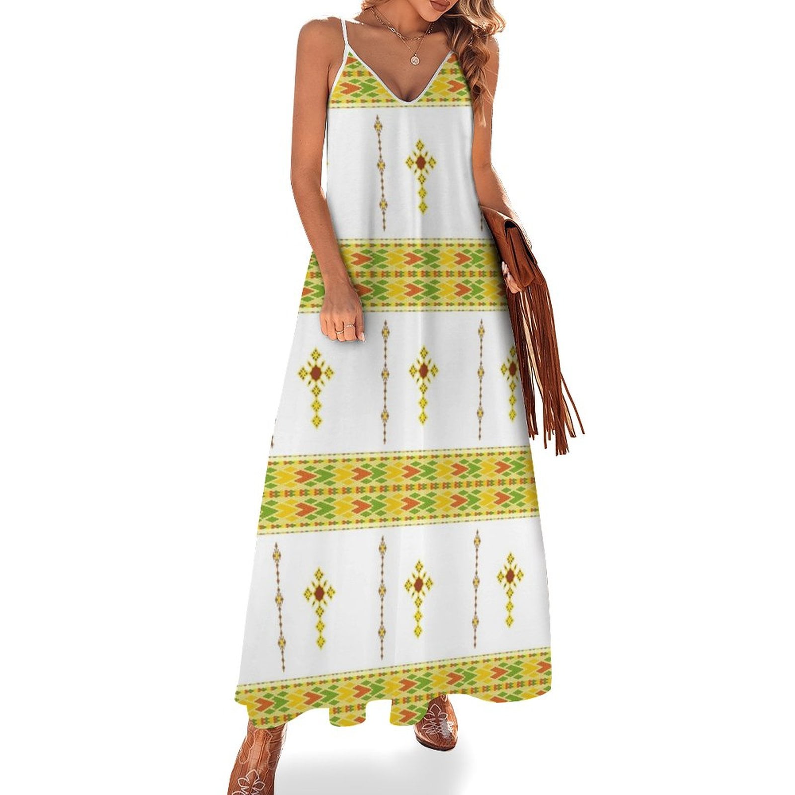 Ethiopian Habesha tibeb telet Sleeveless Dress luxury women's party ...