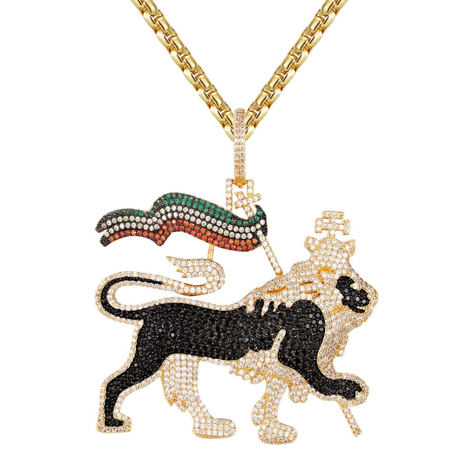 Ethiopian Lion Animal Imperial Flag Bling Mens Pendant - Walmart.com