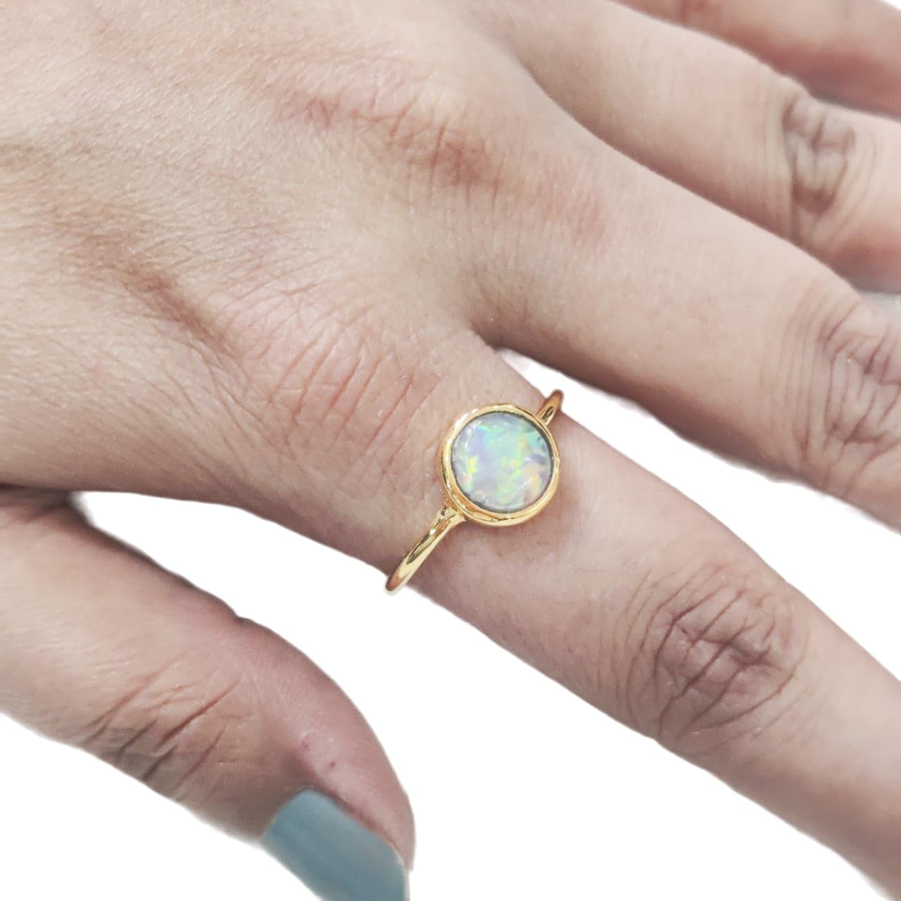 Ethiopian Opal Tiny Ring, Natural Ethiopian Opal Ring, October Birthstone, 925 Silver, Womens ...