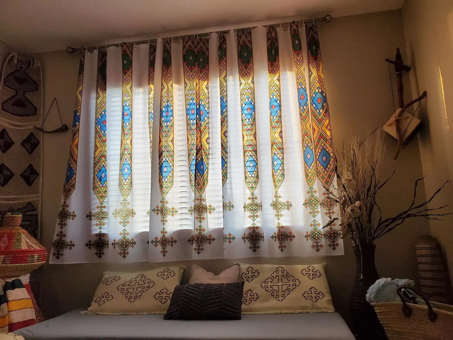 Ethiopian Traditional Design Saba and Telet Thin Window Curtains for ...