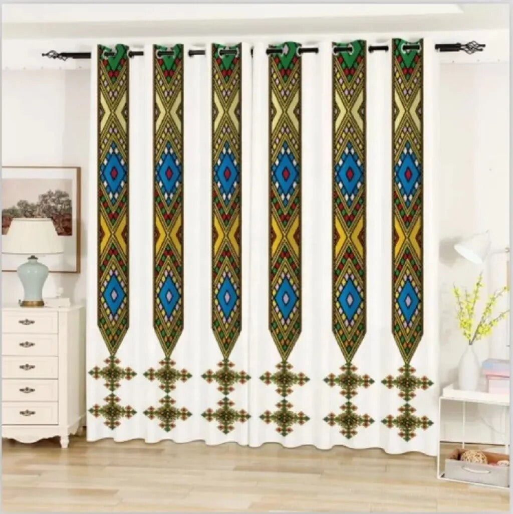 Ethiopian Traditional Design Saba and Telet Thin Window Curtains for ...
