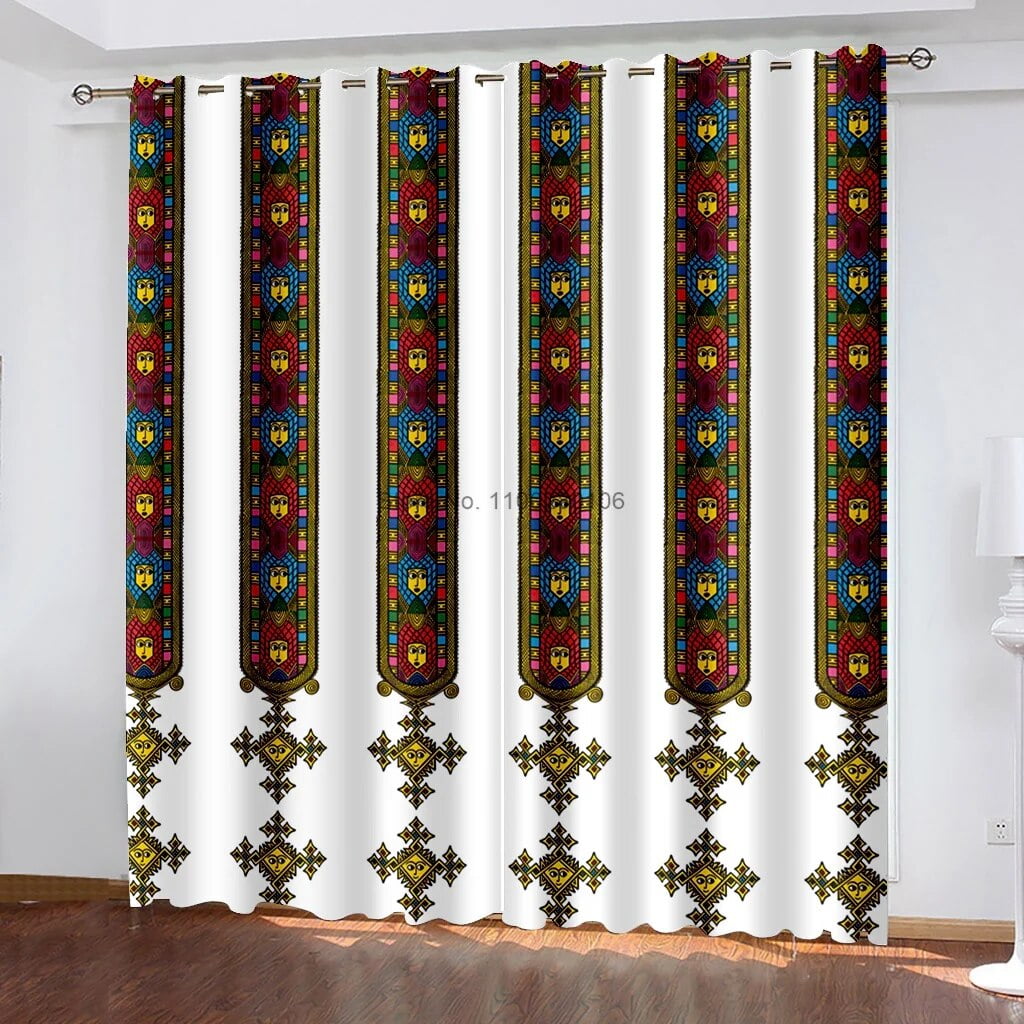 Ethiopian Traditional Design Saba and Telet Thin Window Curtains for ...