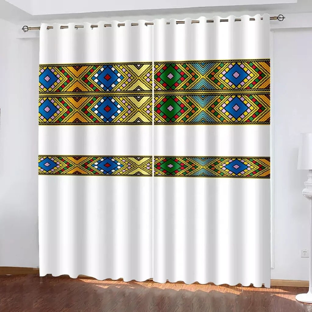 Ethiopian Traditional Design Saba and Telet Thin Window Curtains for ...