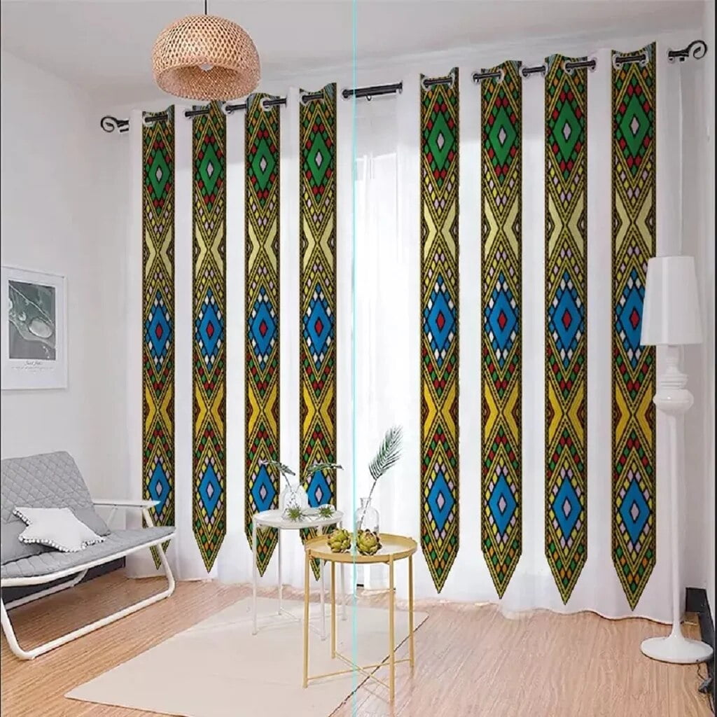 Ethiopian Traditional Design Saba and Telet Thin Window Curtains for ...