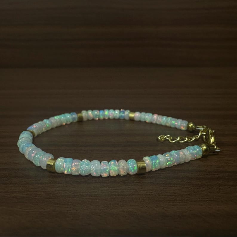 Ethiopian Welo Opal Bracelet: White Fire Opal, Gold Polish - Walmart.com