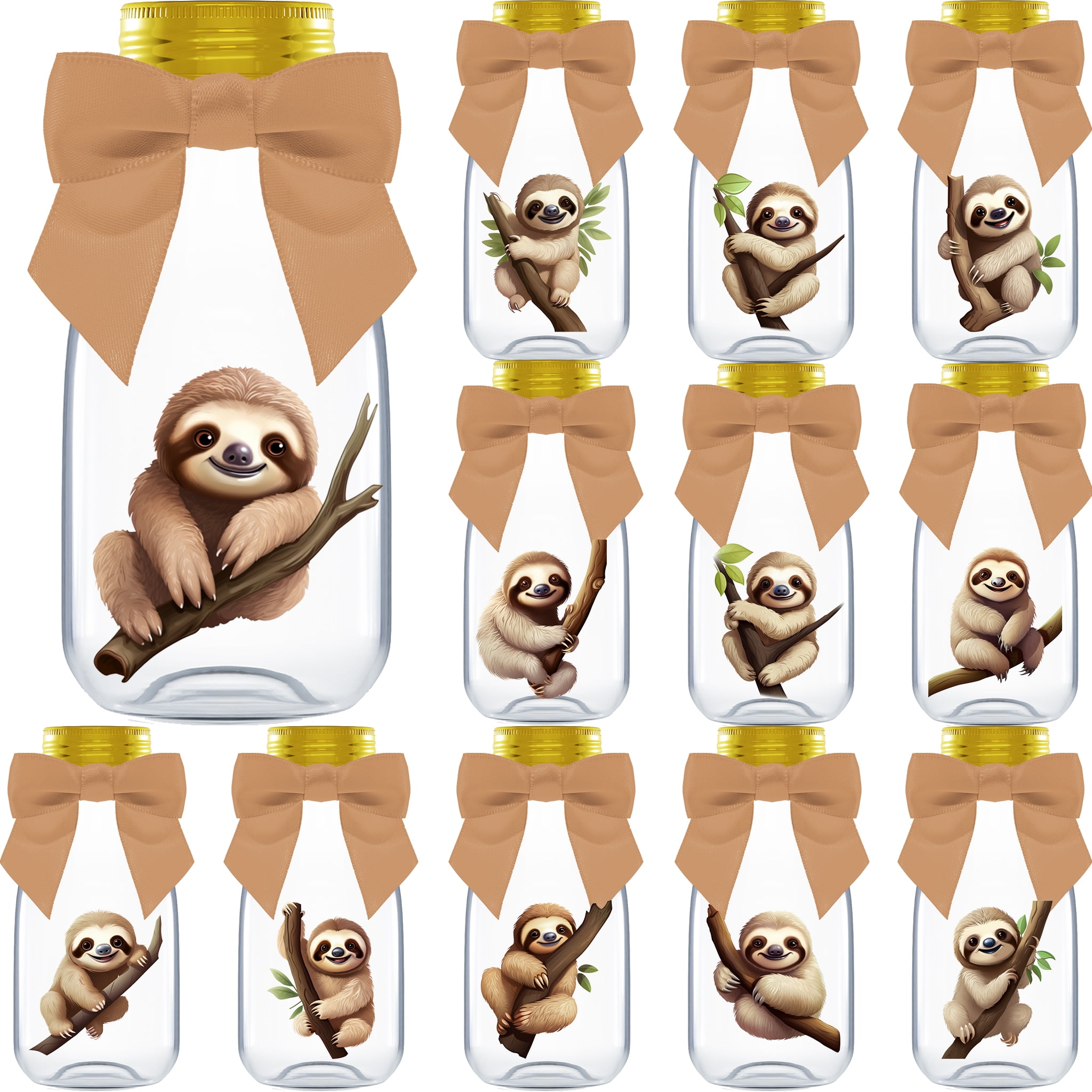 Ethisa 12 Pack Sloth Party Favors - DIY Candy Jars with Ribbons and ...