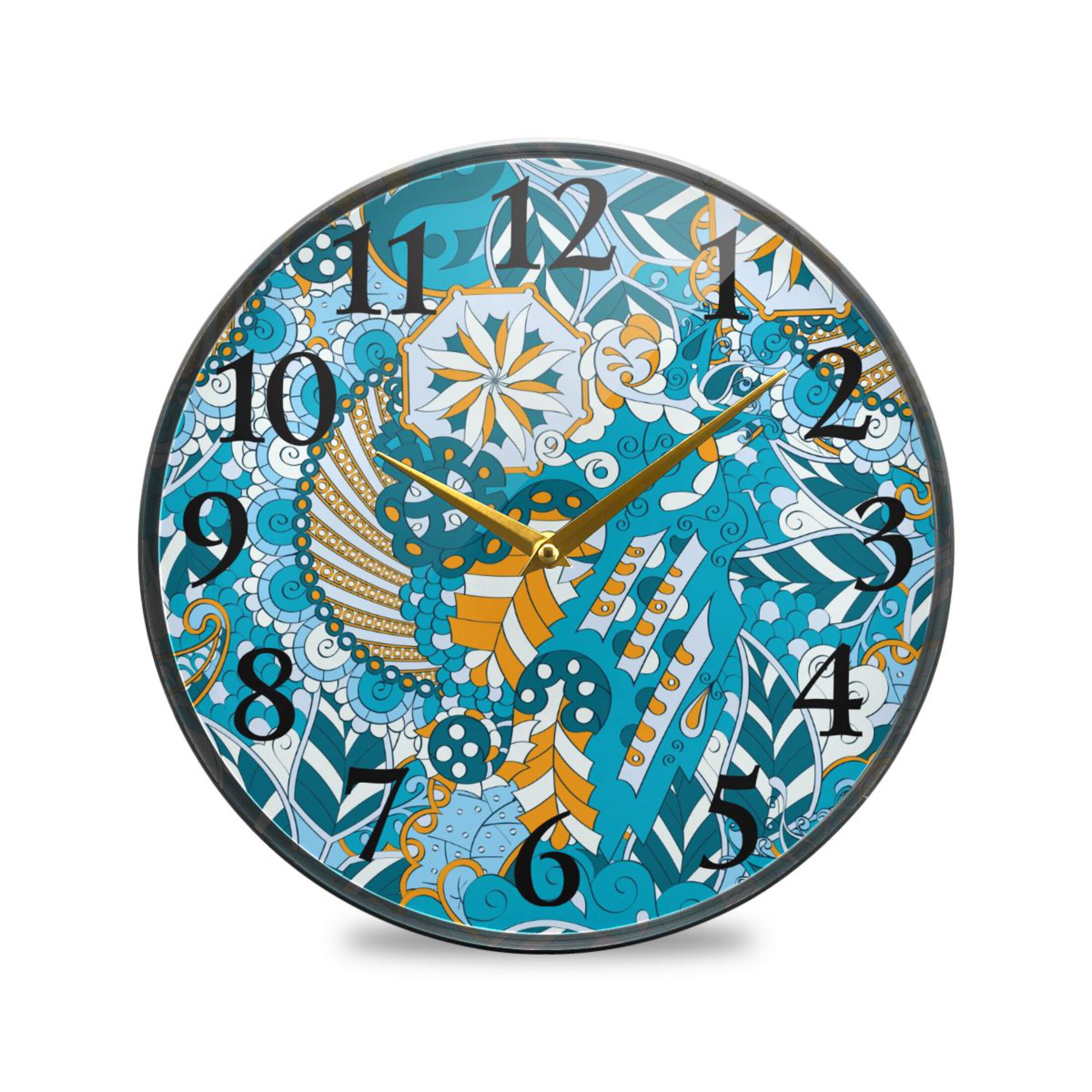 Ethnic Abstract Curved Wall Clocks Battery Operated 9.5 Inch Round ...