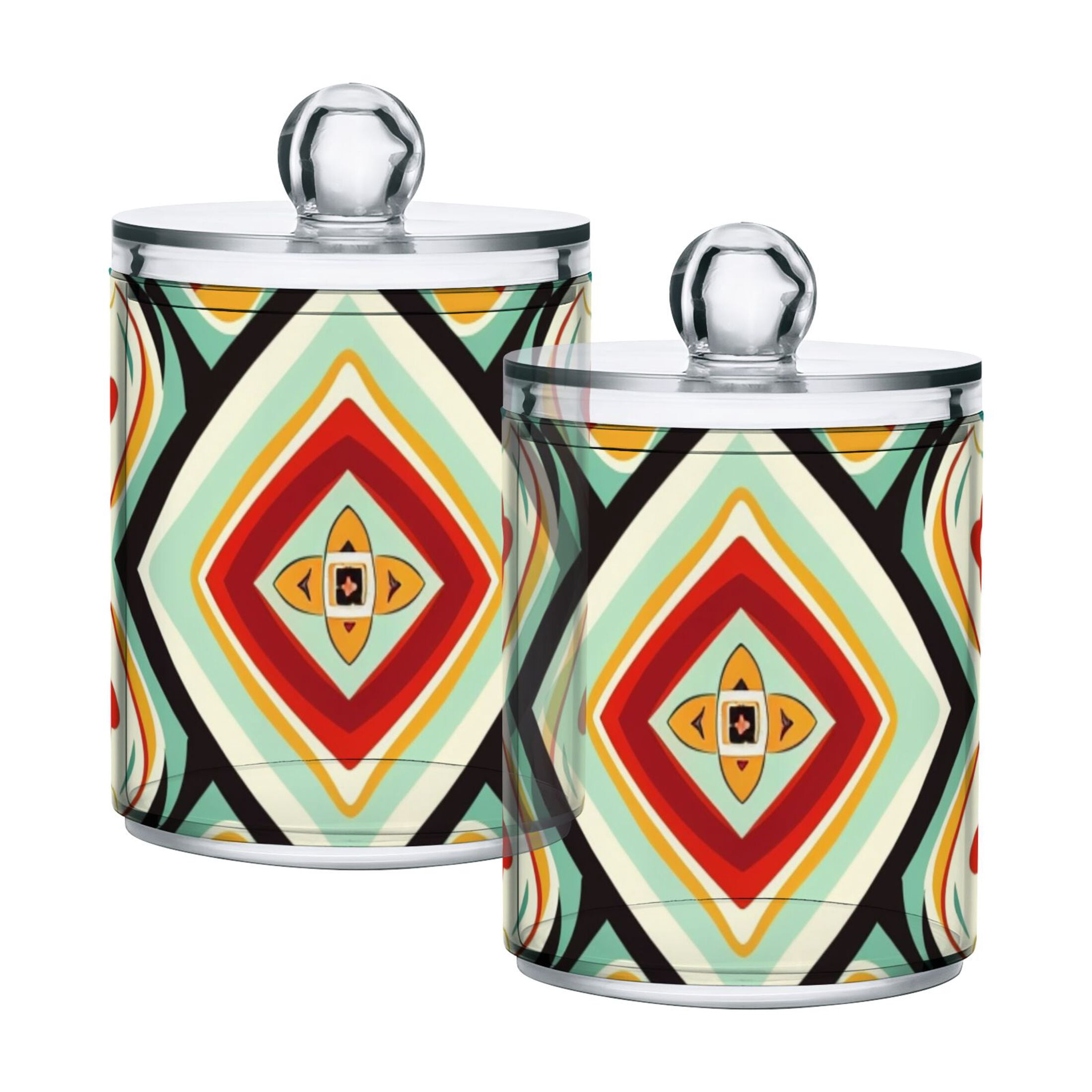 Ethnic Abstract Pattern Translucent Plastic Cans Storage Canisters with ...
