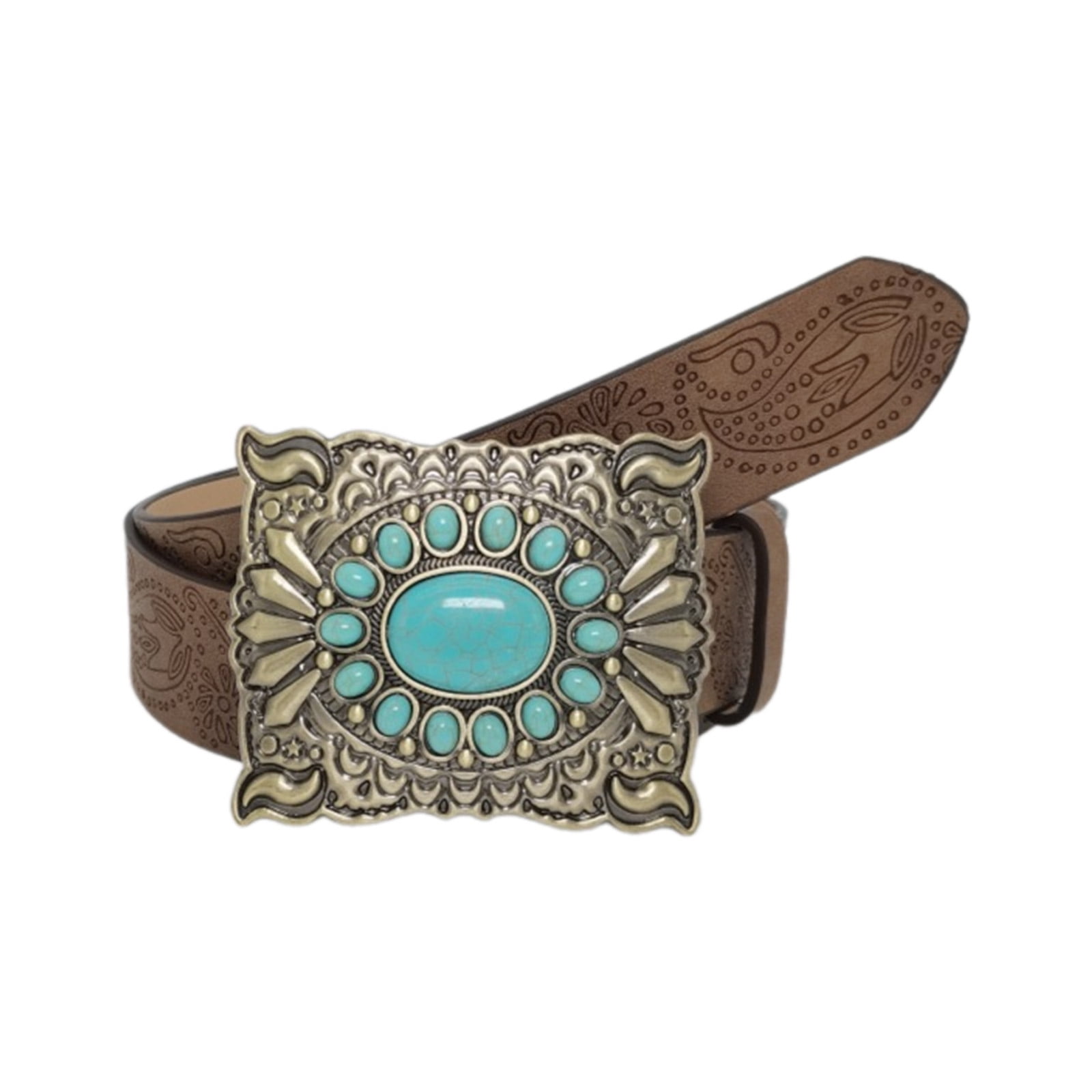 Ethnic Adult PU Leather Waist Belt Carved Buckle PU Belt for Girl Women ...