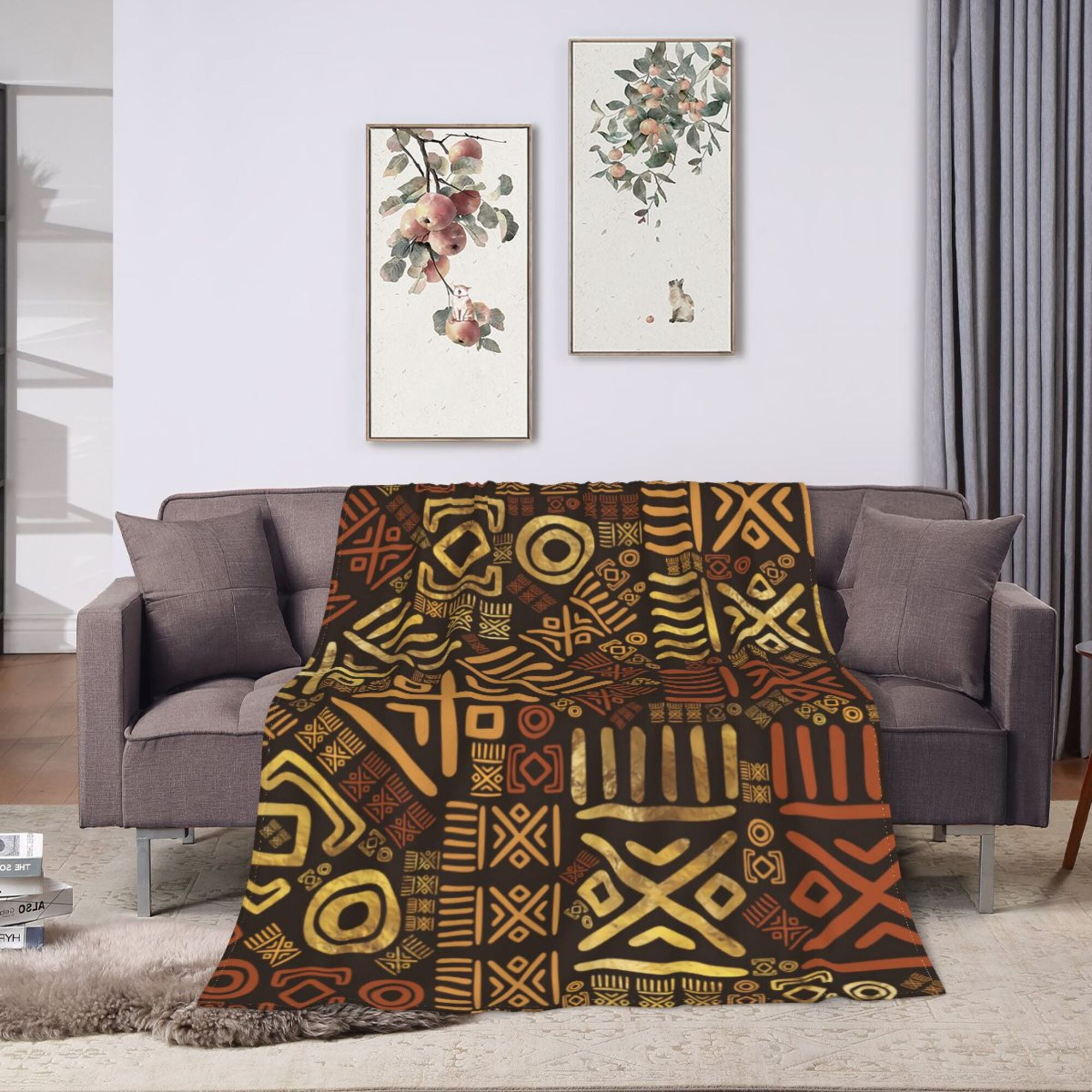 Ethnic African Pattern Throw Blankets 50"X40" Lightweight Cozy Soft ...