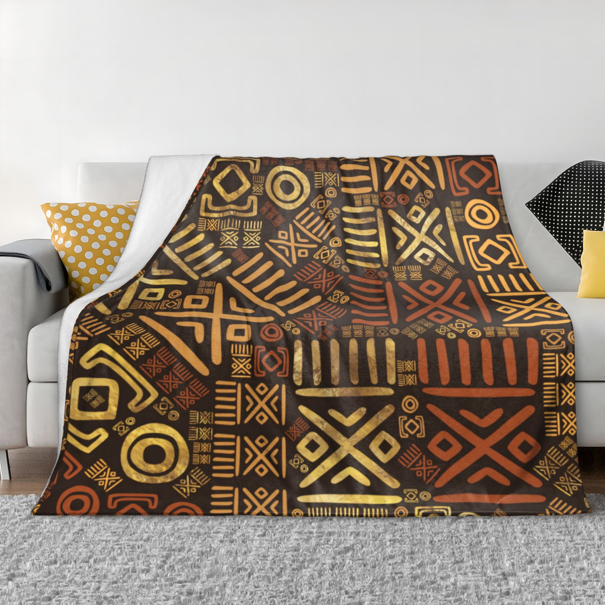 Ethnic African Pattern Throw Blankets 50"X40" Lightweight Cozy Soft ...