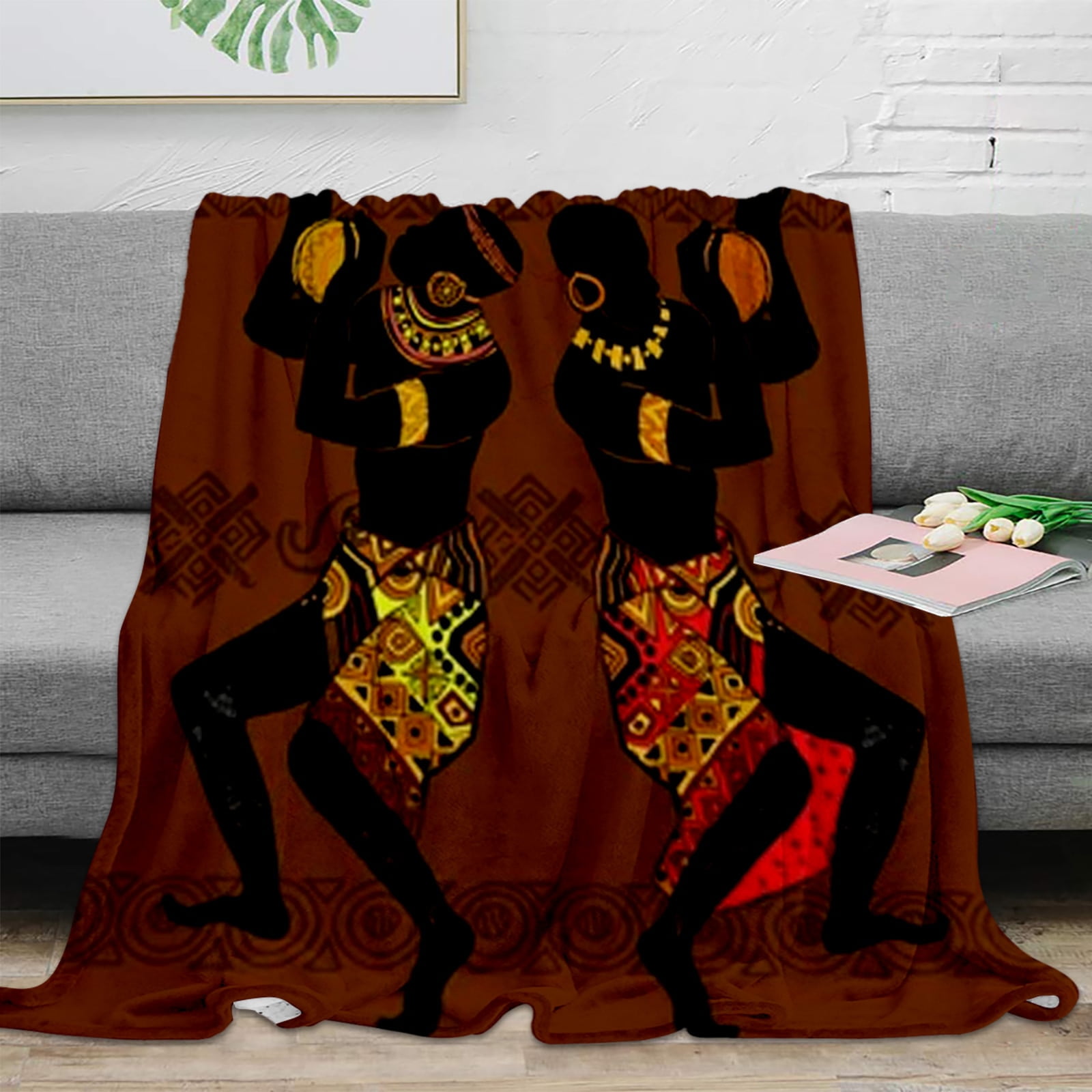 Ethnic African Woman Flannel Blanket Travel Picnic Blanket Portable ...