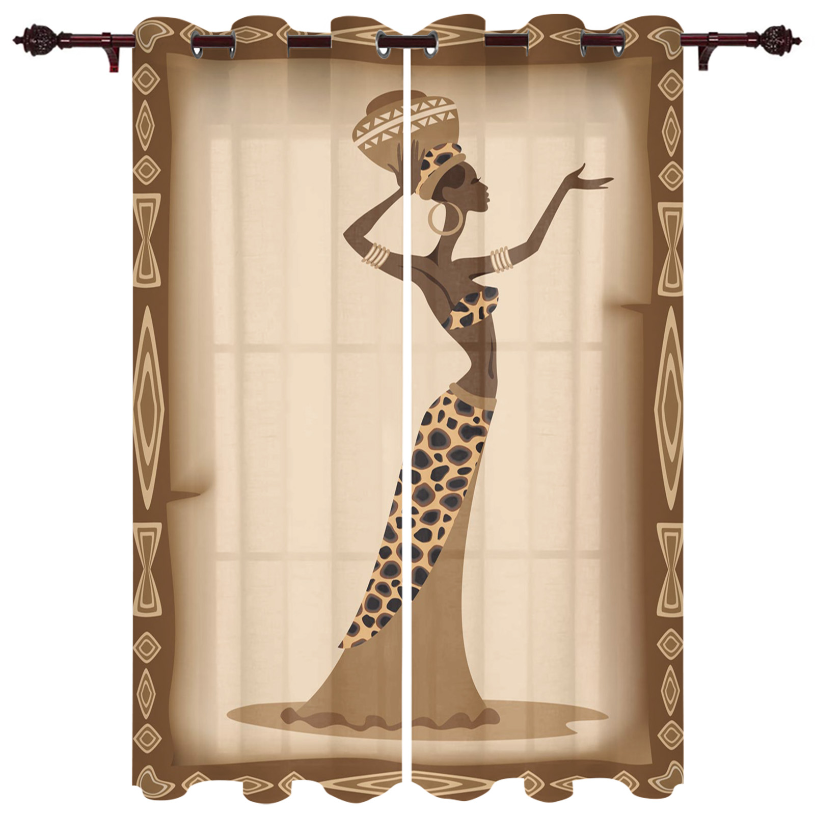 Ethnic African Women Window Curtains Living Room Outdoor Fabric Drapes ...
