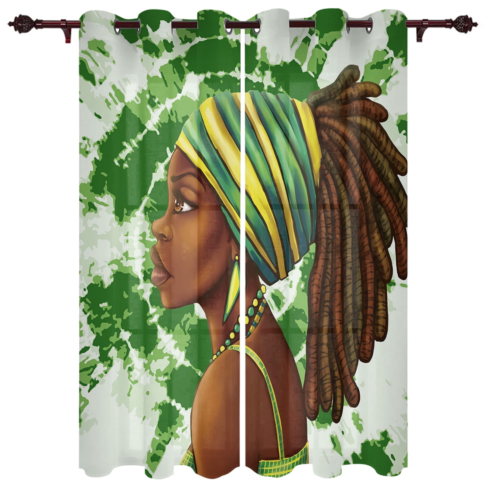 Ethnic African Women Window Curtains Living Room Outdoor Fabric Drapes ...