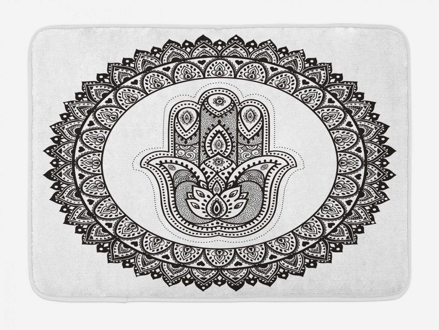 Ethnic Bath Mat, Ancient Eastern Oriental Henna Hand and Mehndi ...