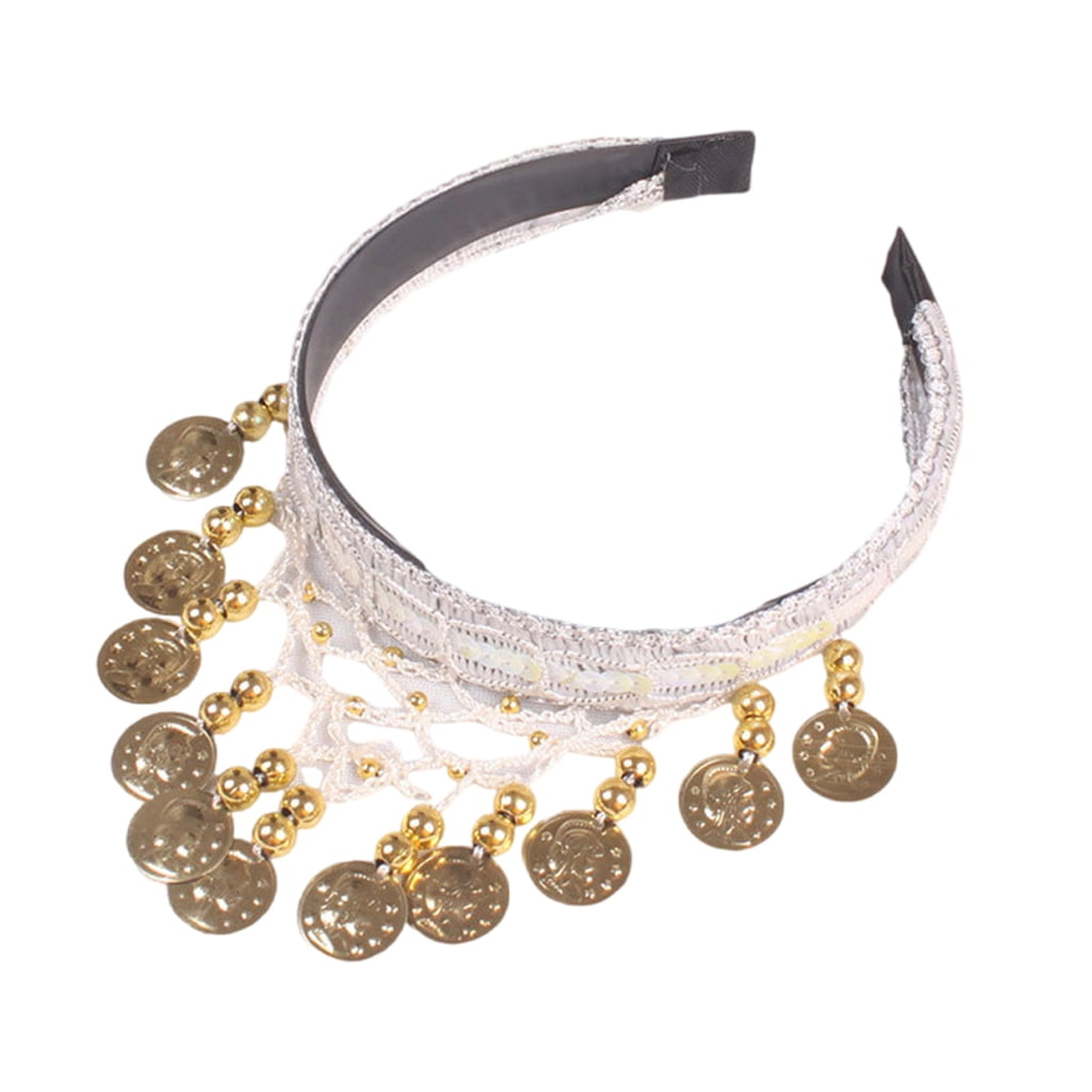 Ethnic Belly Dance Headpiece Elegant Gold Coin Tassels Hairband for ...