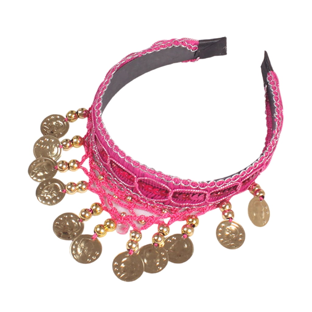 Ethnic Belly Dance Headpiece Elegant Gold Coin Tassels Hairband for ...