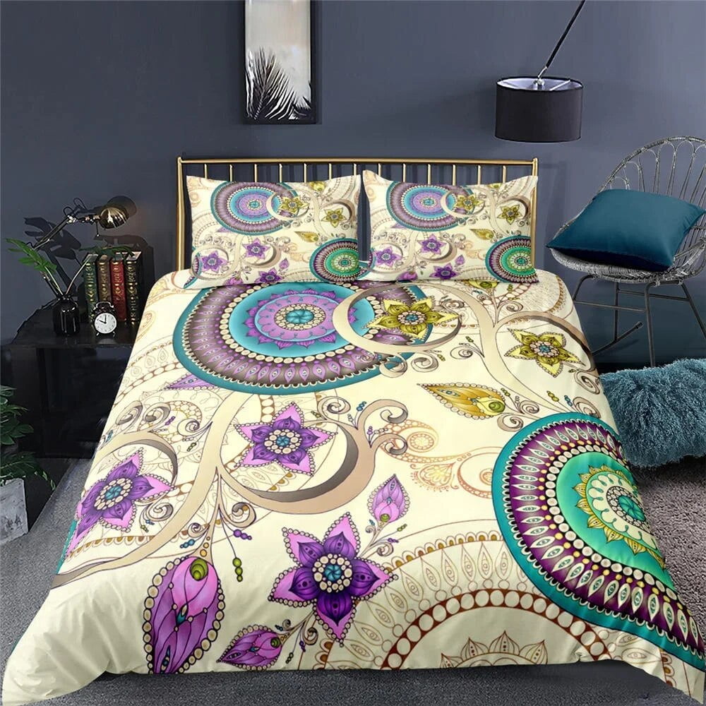 Ethnic Bohemian Mandala Duvet Cover European Flowers Vintage Bedding ...