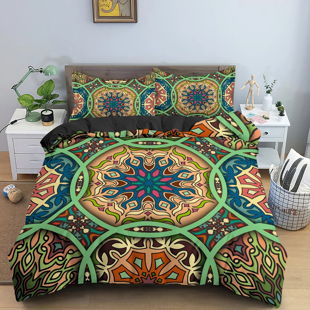 Ethnic Bohemian Mandala Duvet Cover King European Flowers Vintage ...