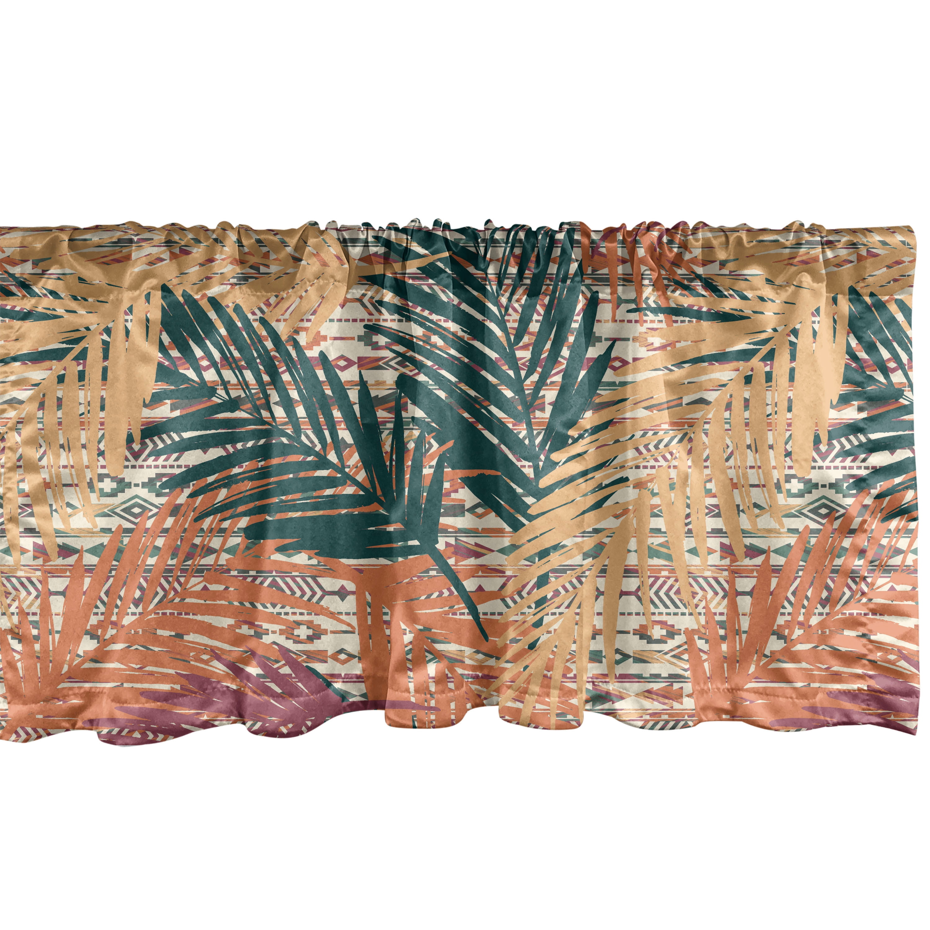 Ethnic Boho Window Valance, Tropical Vibes Colorful Design Palm Tree ...