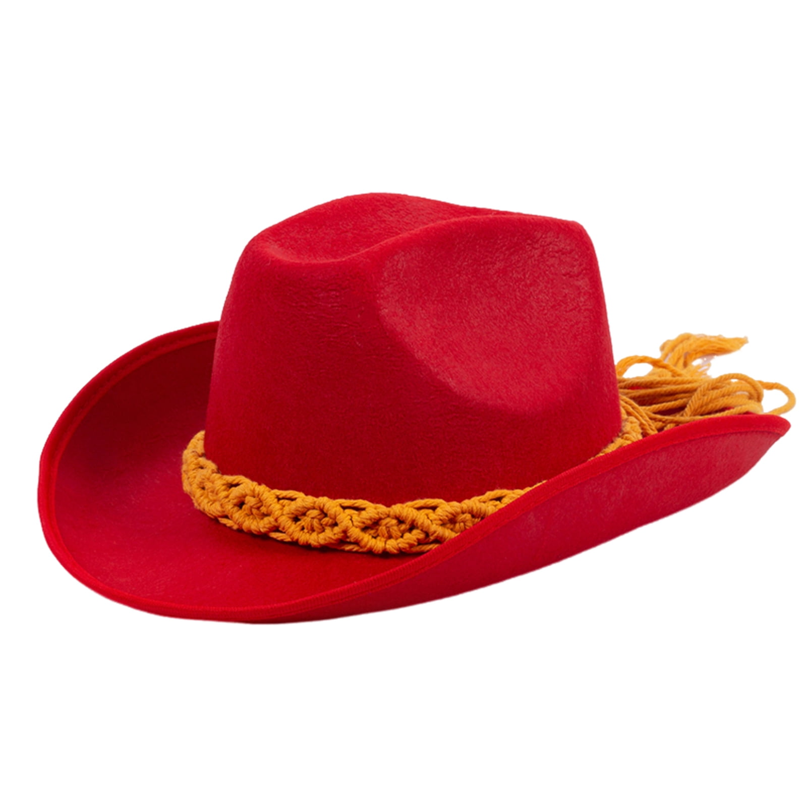 Ethnic Cowboy Hats Western Party Large Rolled Brims Hat Plain Color ...